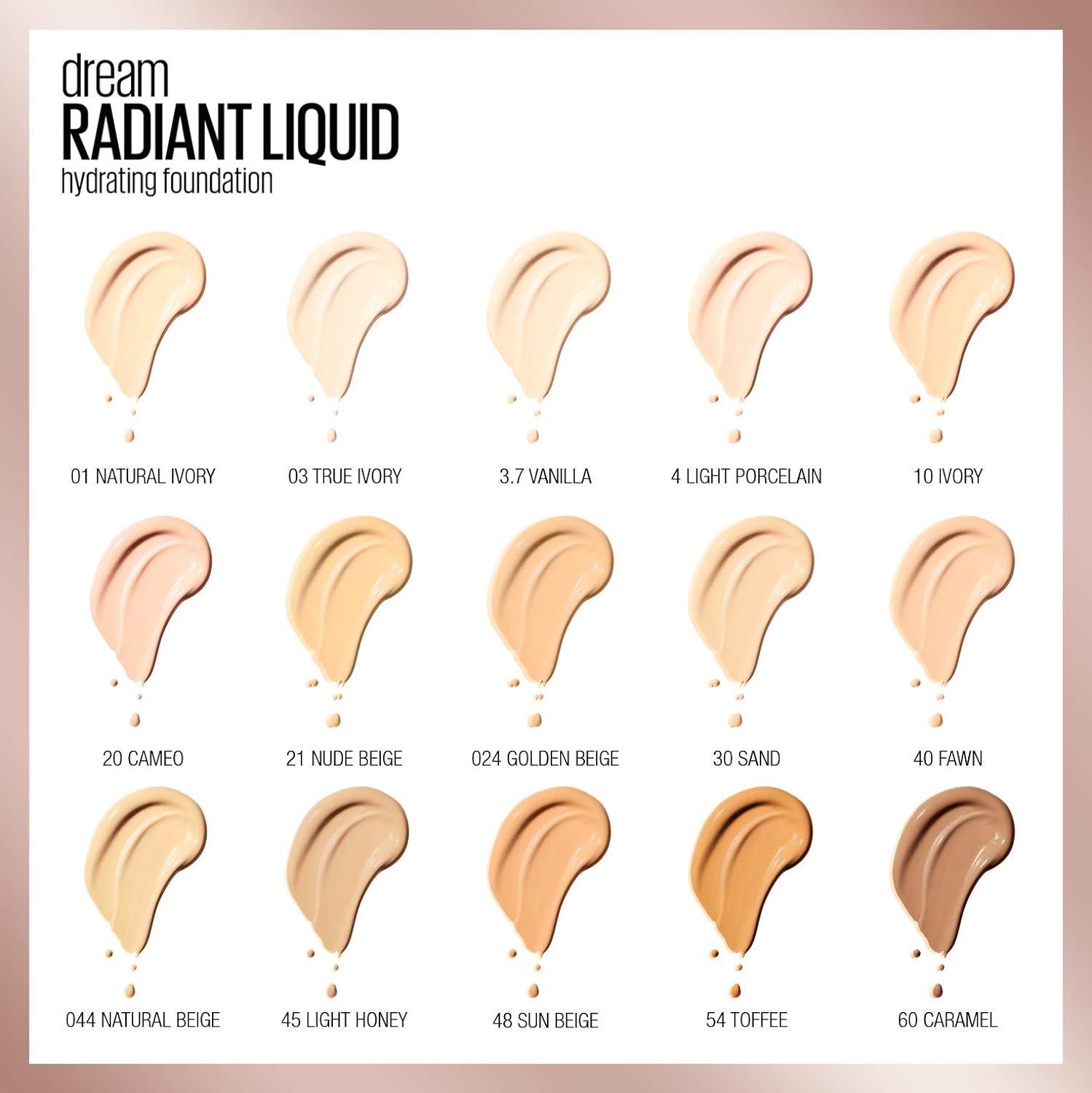Maybelline Dream Radiant Liquid Hydrating Foundation 21 Nude ...