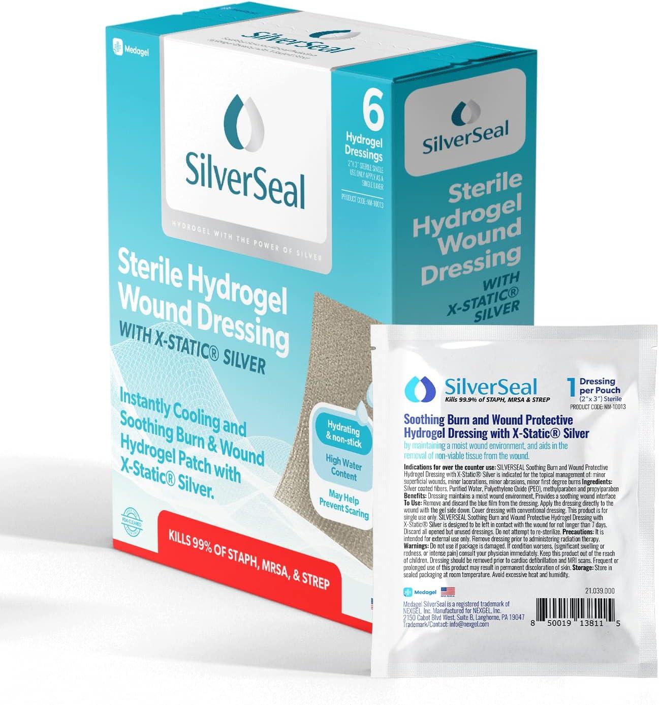 SilverSeal Burn and Wound Dressing Hydrogel Pads with X-Static Silver ...