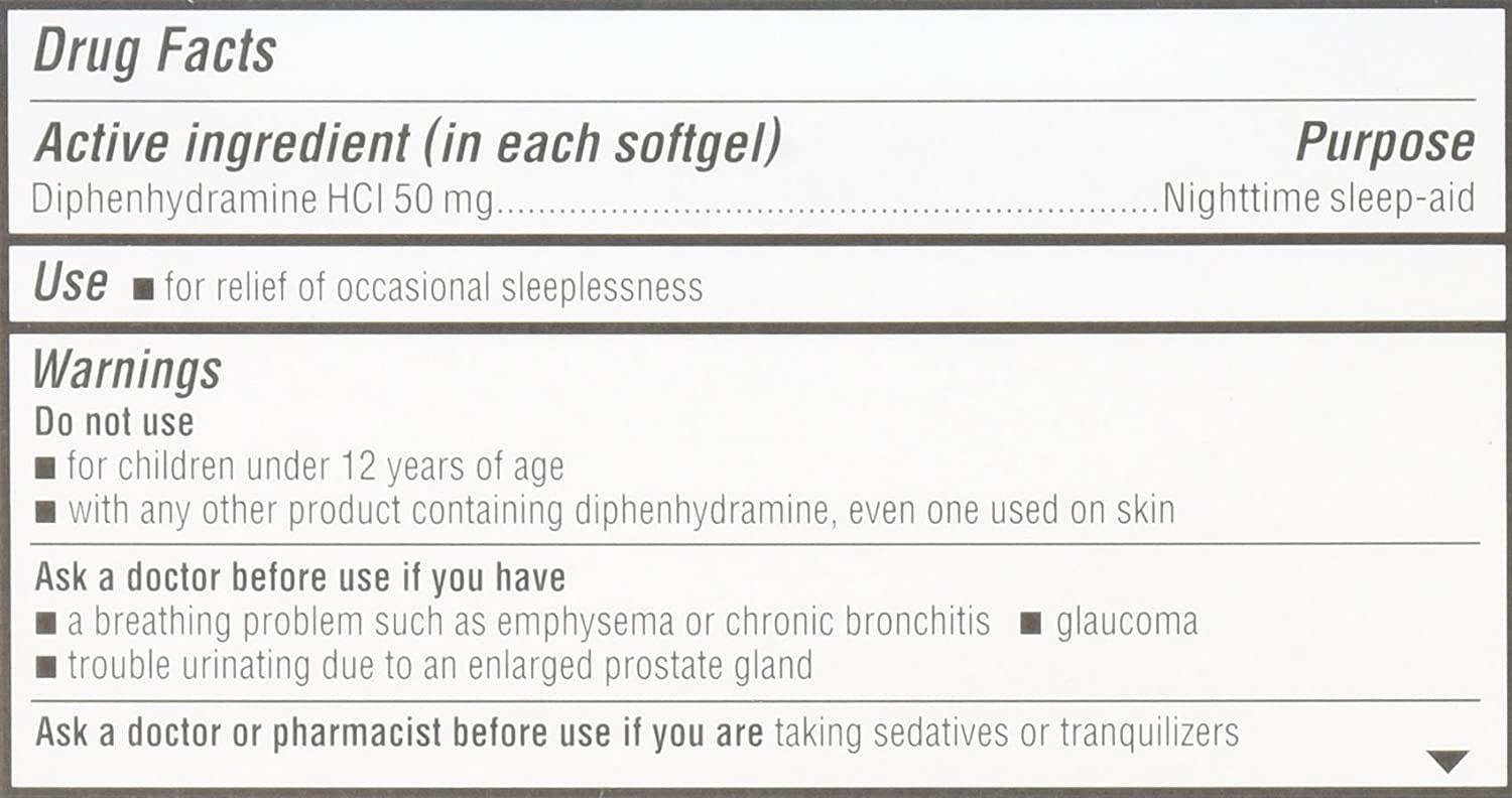 Unisom Sleep Gels Nighttime Sleep-Aid 50 mg Diphenhydramine HCl 60 Soft ...