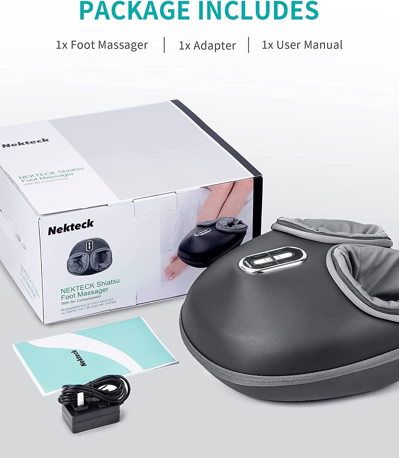Nekteck Shiatsu Foot Massager Machine with Soothing Heat, Deep Kneading ...