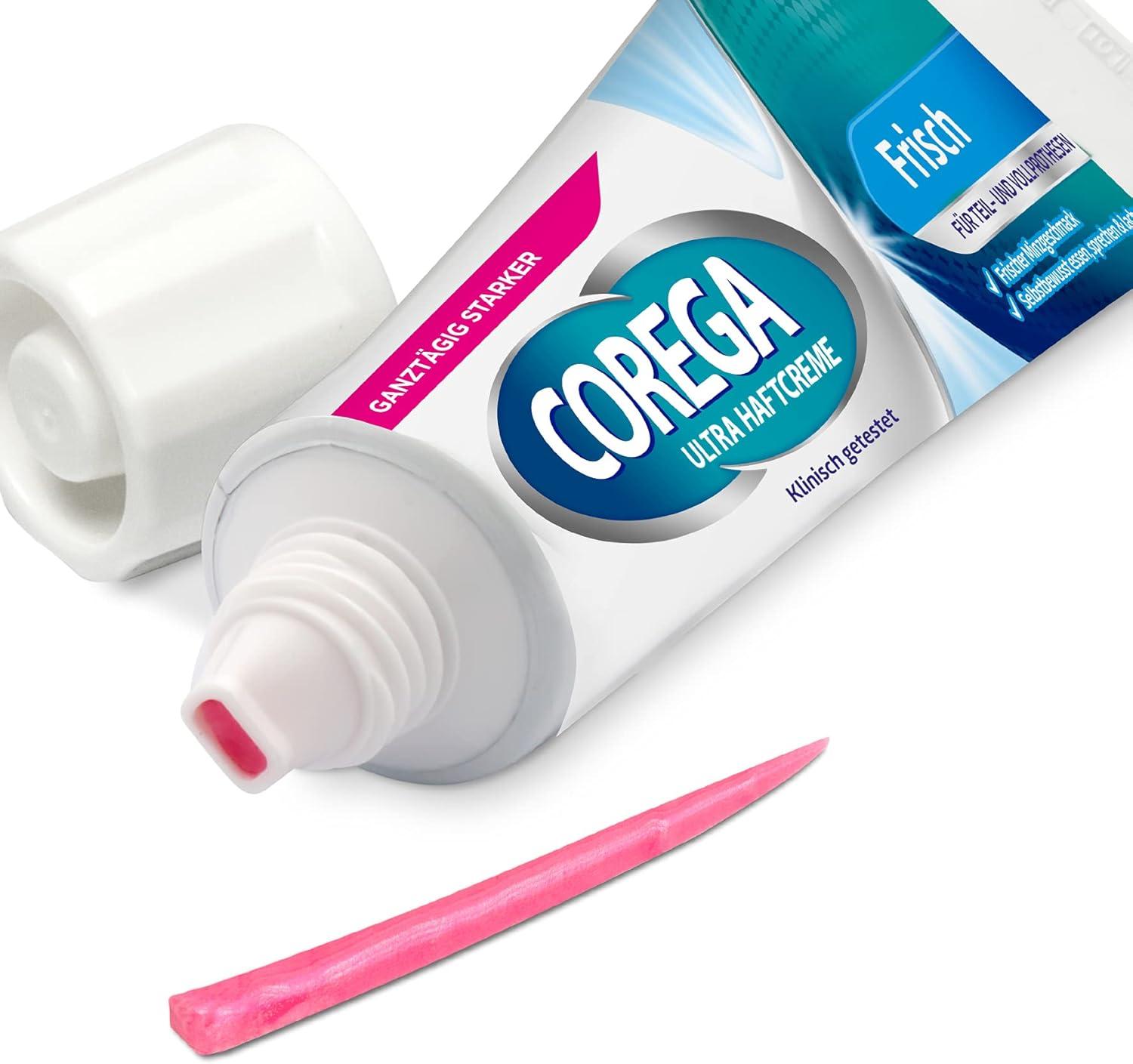 Corega Ultra Adhesive Cream Fresh for Dentures - 40g Pack | Long ...
