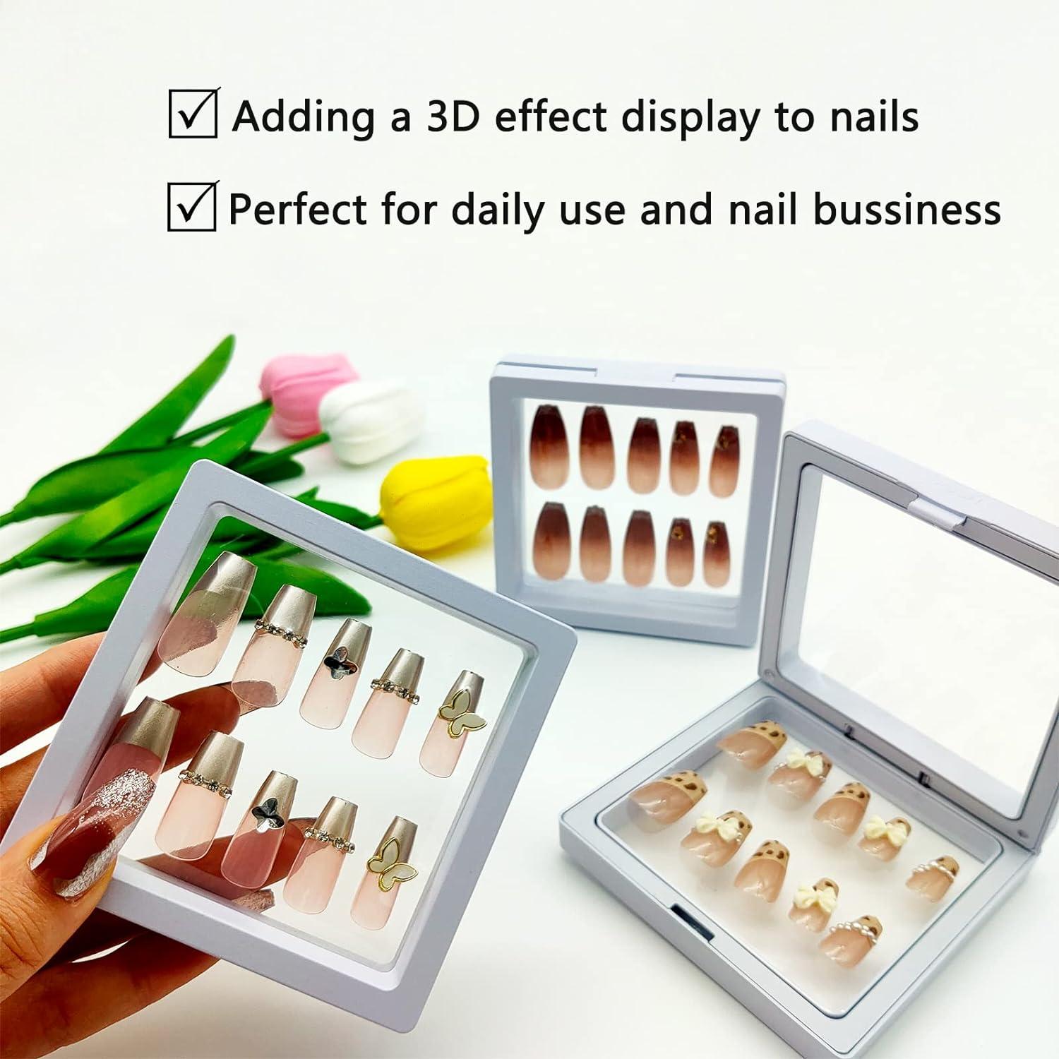 2023 Newest Press On Nail Storage Box Set | 20 Pack 3D Floating Display ...