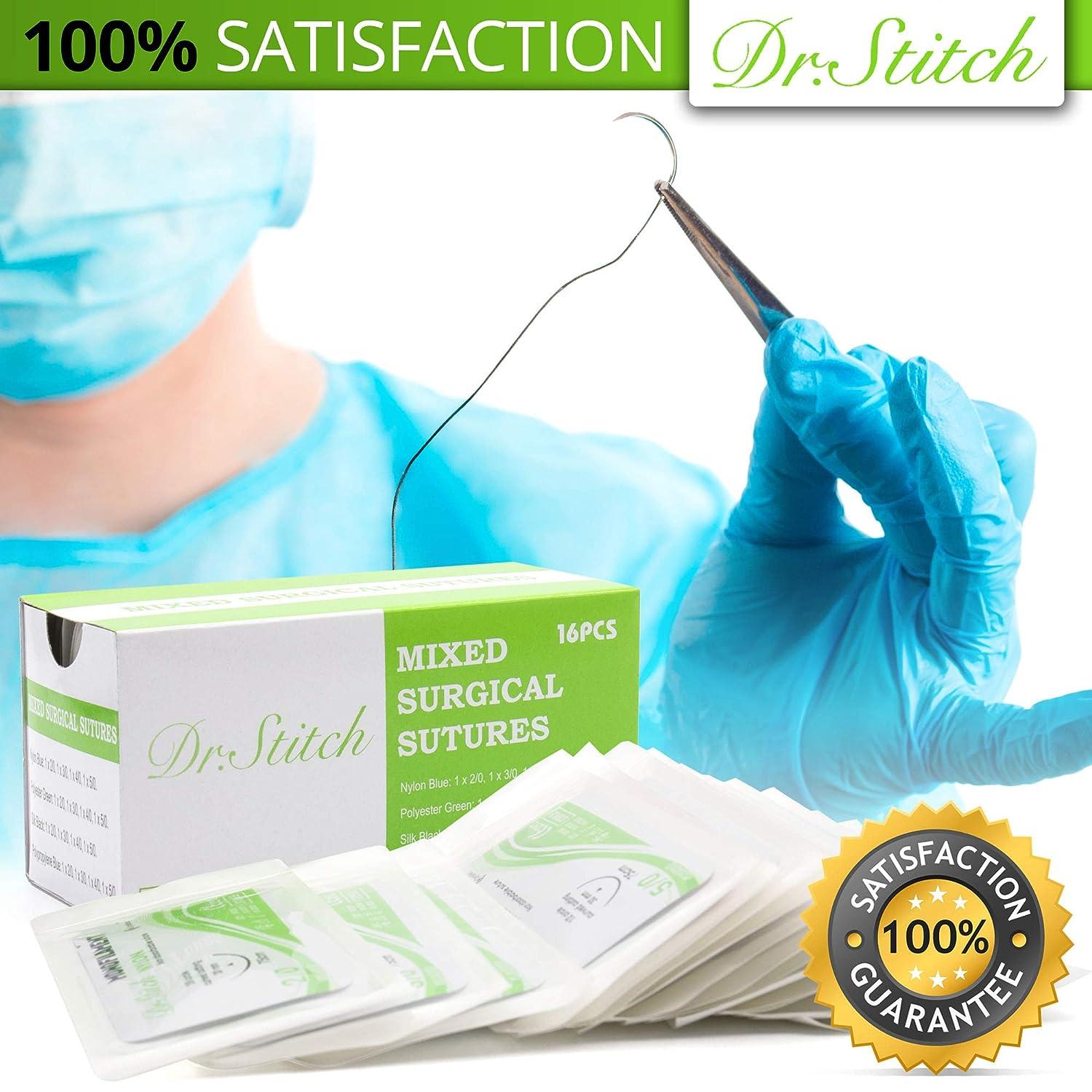 Dr. Stitch Suture Thread and Needle (16PK) - Ideal for Practice ...