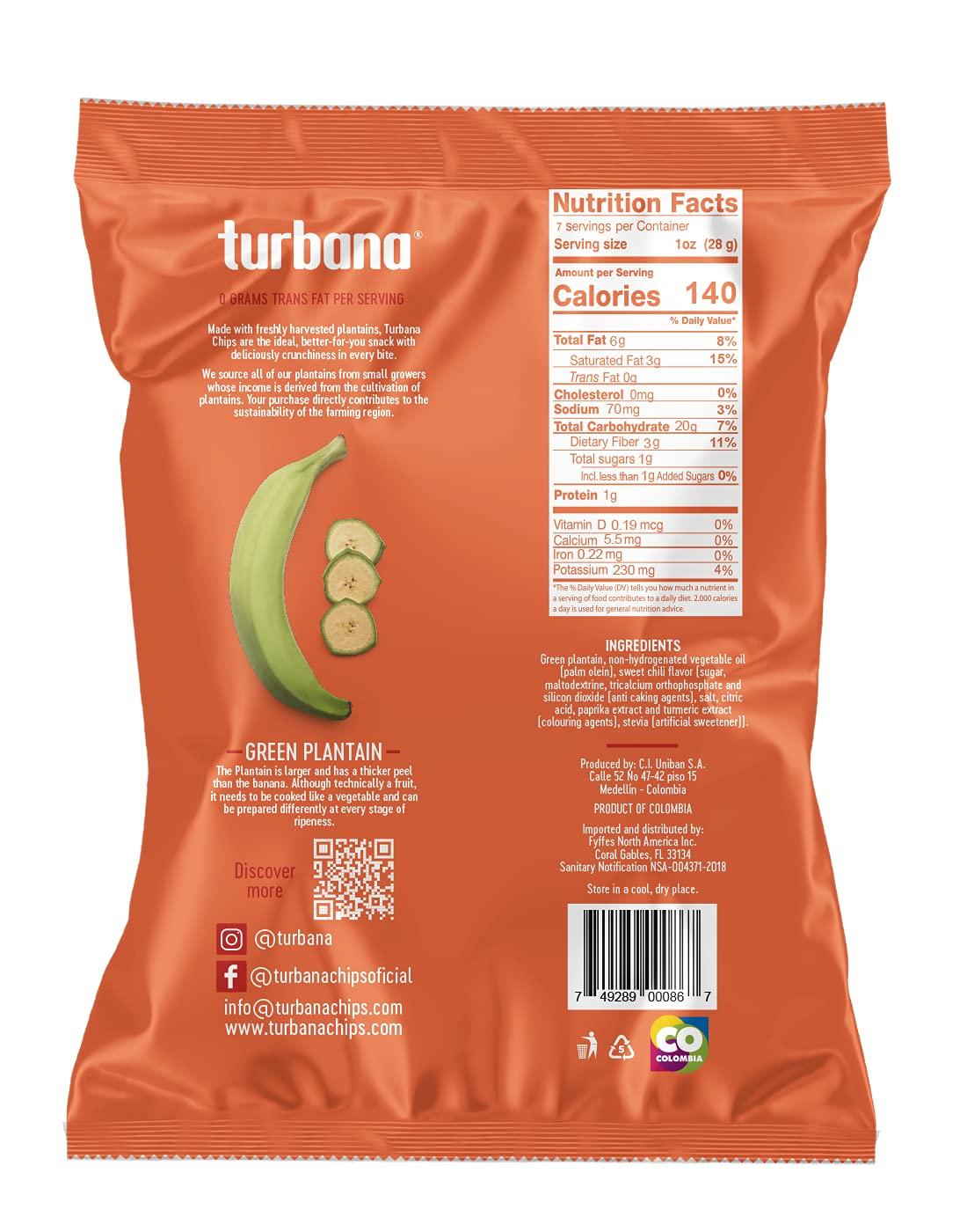 Turbana Plantain Chips Sweet Chili - 5 x 7oz Bags | Delicious Snack ...
