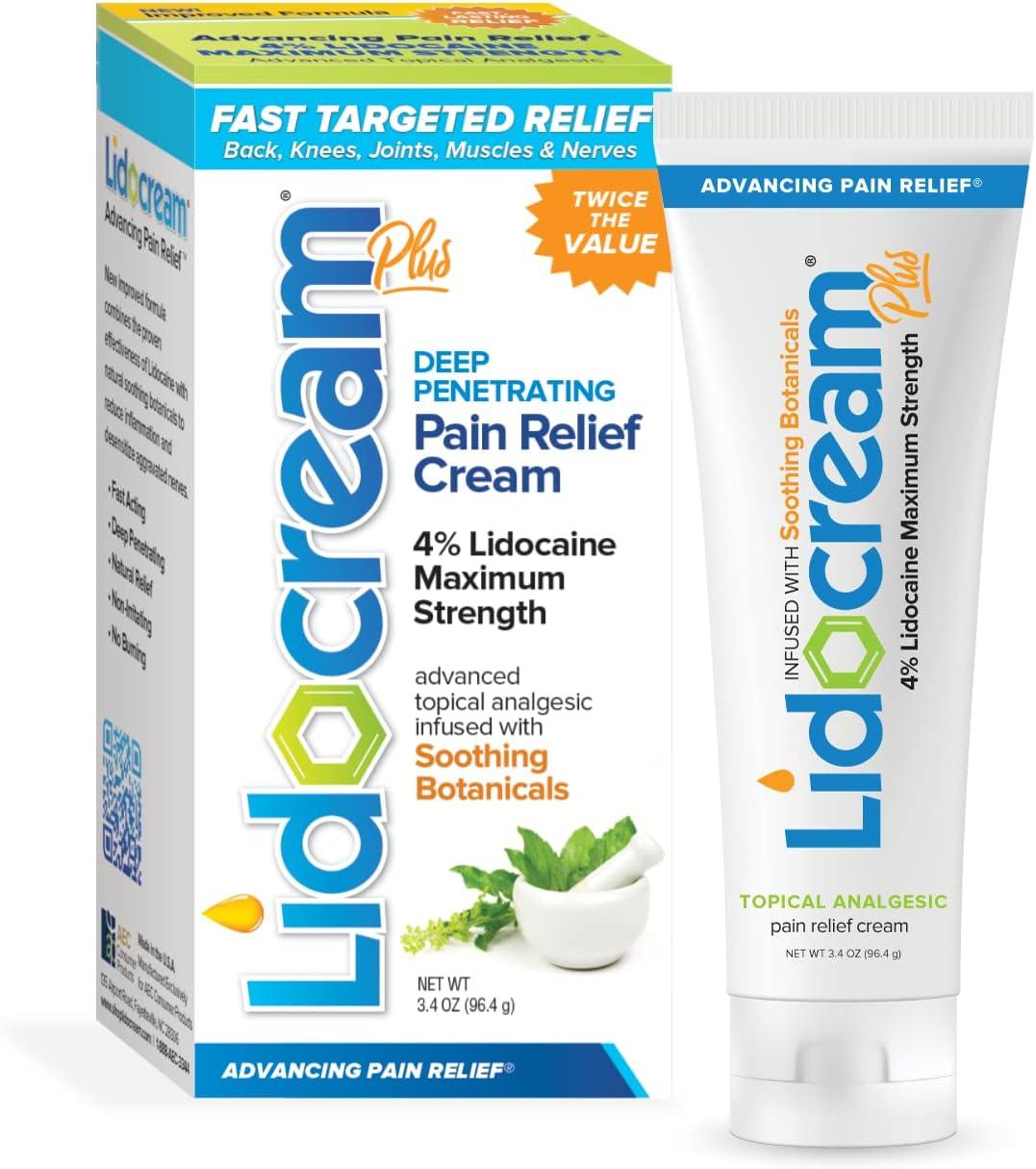 Lidocream Pain Relief Cream 4% Lidocaine - Natural Numbing Anti ...