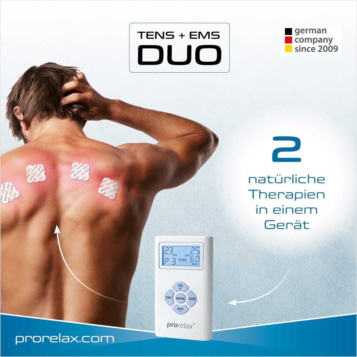 prorelax TENS/EMS Duo: Electrostimulation Device for Chronic Pain Relief and Muscle Building ...