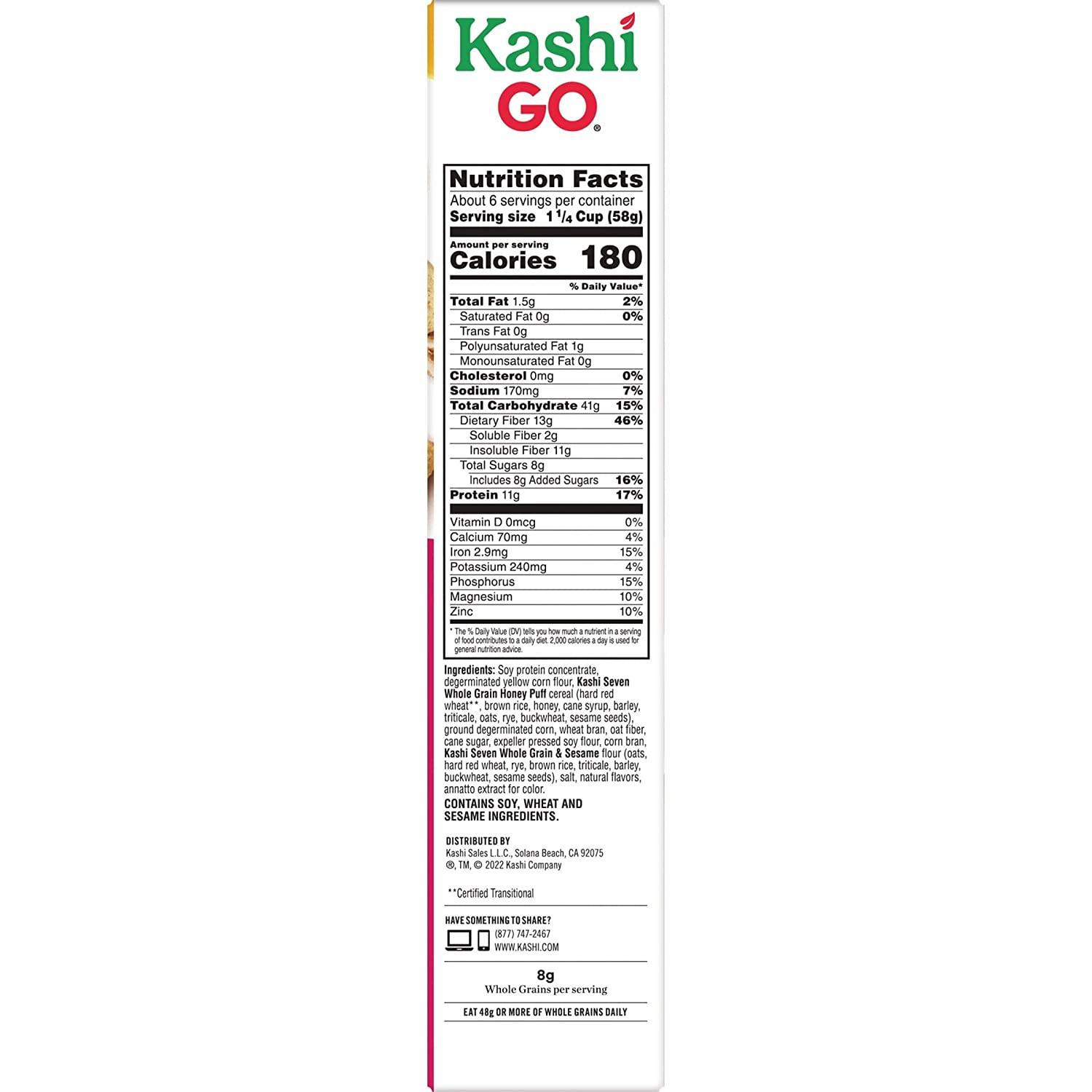 Kashi GO Original Breakfast Cereal - 13.1oz Box | Vegetarian Protein & Fiber cereal | 1 Box ...