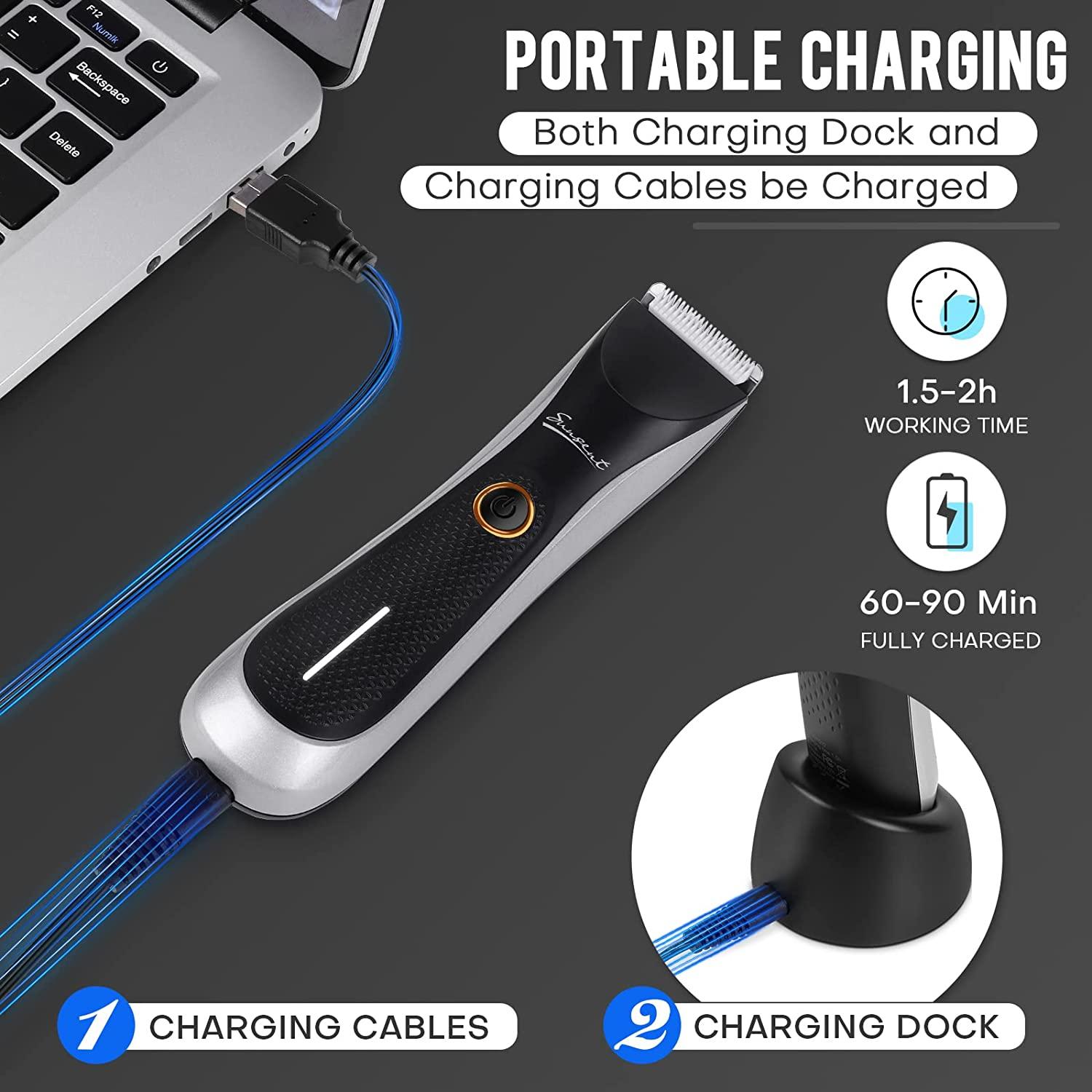 Men's Electric Body Hair Trimmer with LED Light - SkinSafe Guard ...