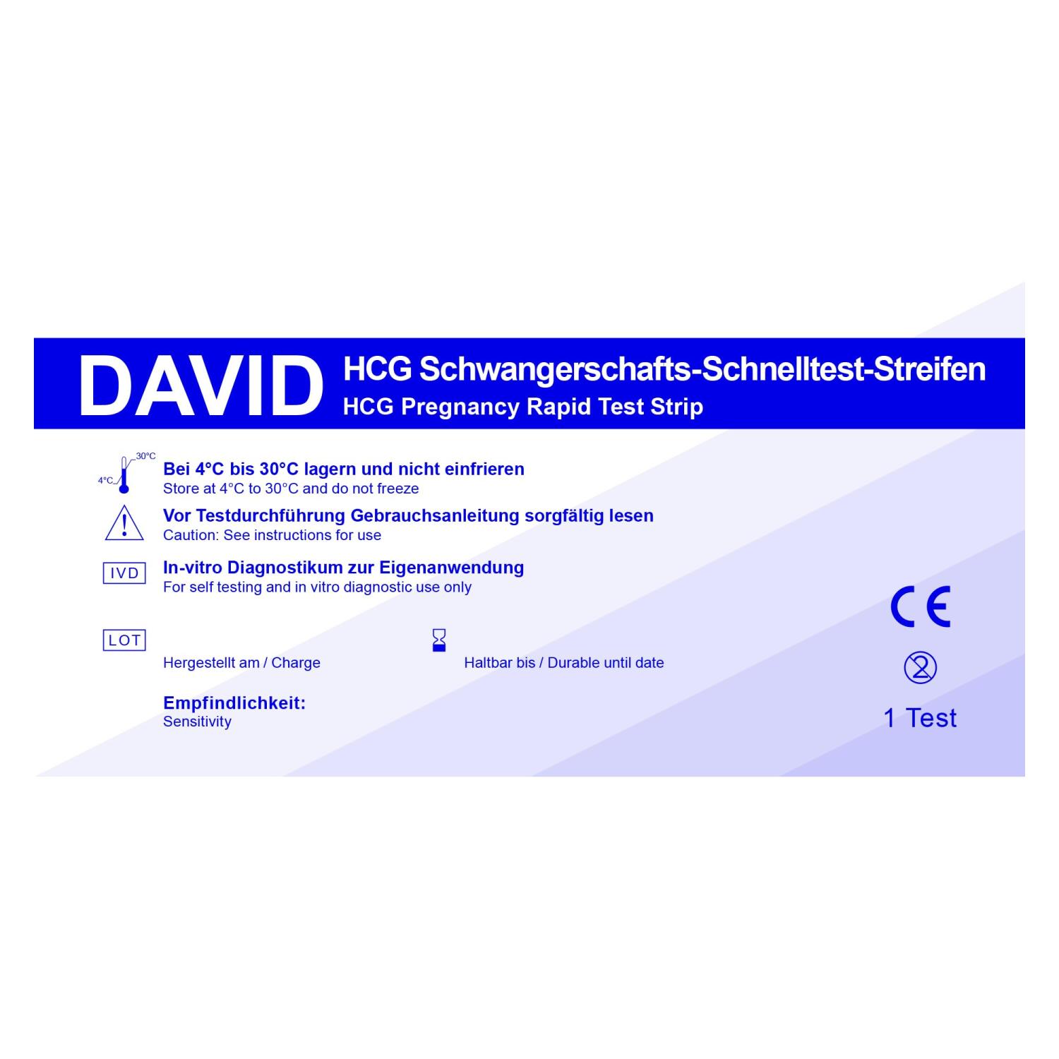 50 x David Pregnancy Test Strips - 10 miu/ml HCG - Accurate & Fast ...