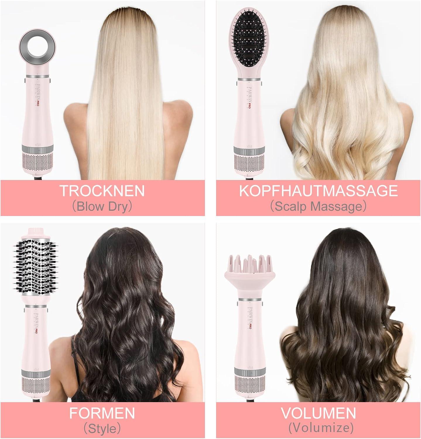 PARWIN PRO BEAUTY 4 in 1 Hair Dryer Brush Set with Ionic Care - Hot Air ...