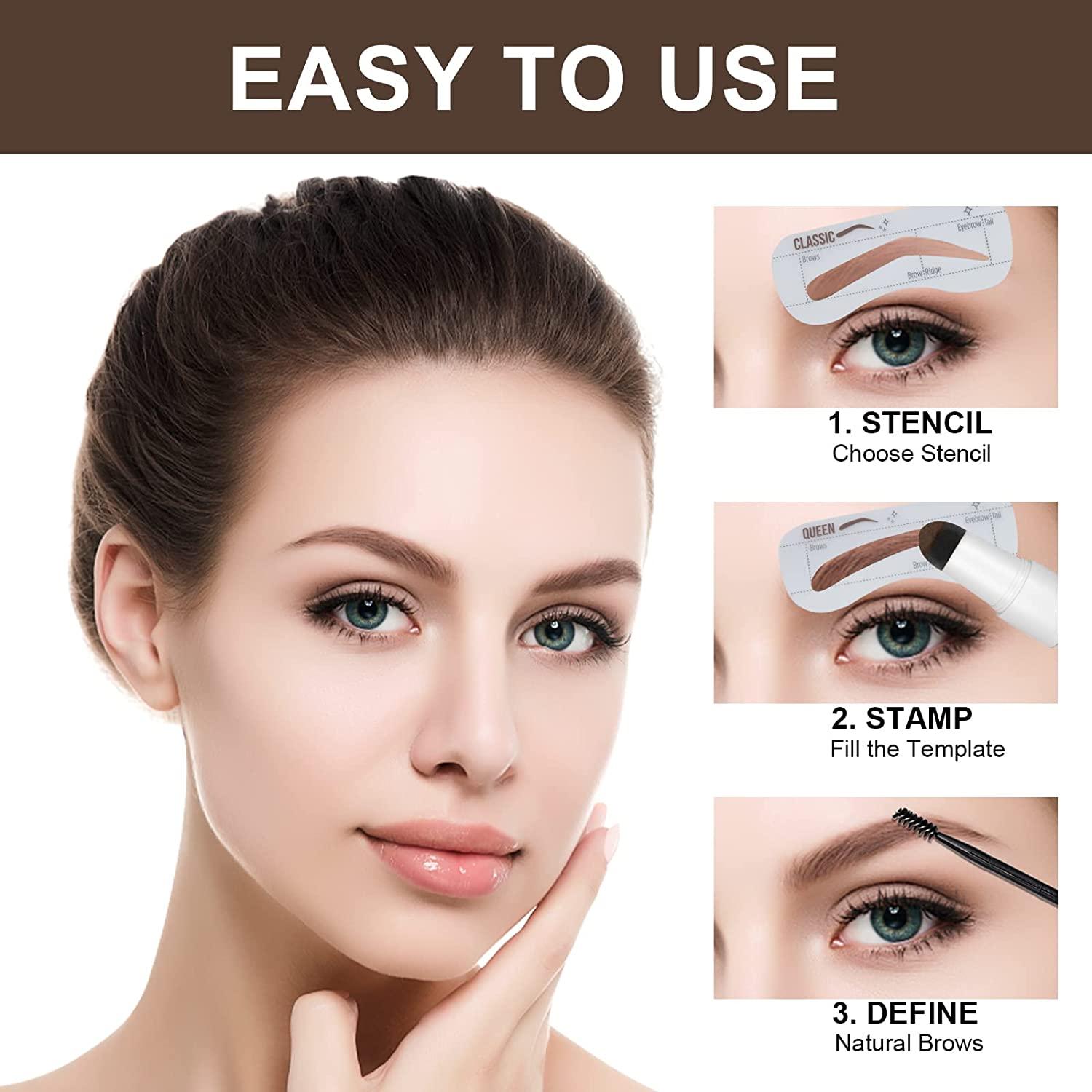 Vegan Eyebrow Stamp Stencil Kit - Long-Lasting Waterproof Pomade ...