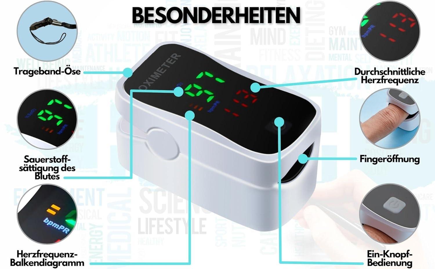 Pulsoximeter - Accurate Blood Oxygen Meter | OLED Finger Oximeter ...