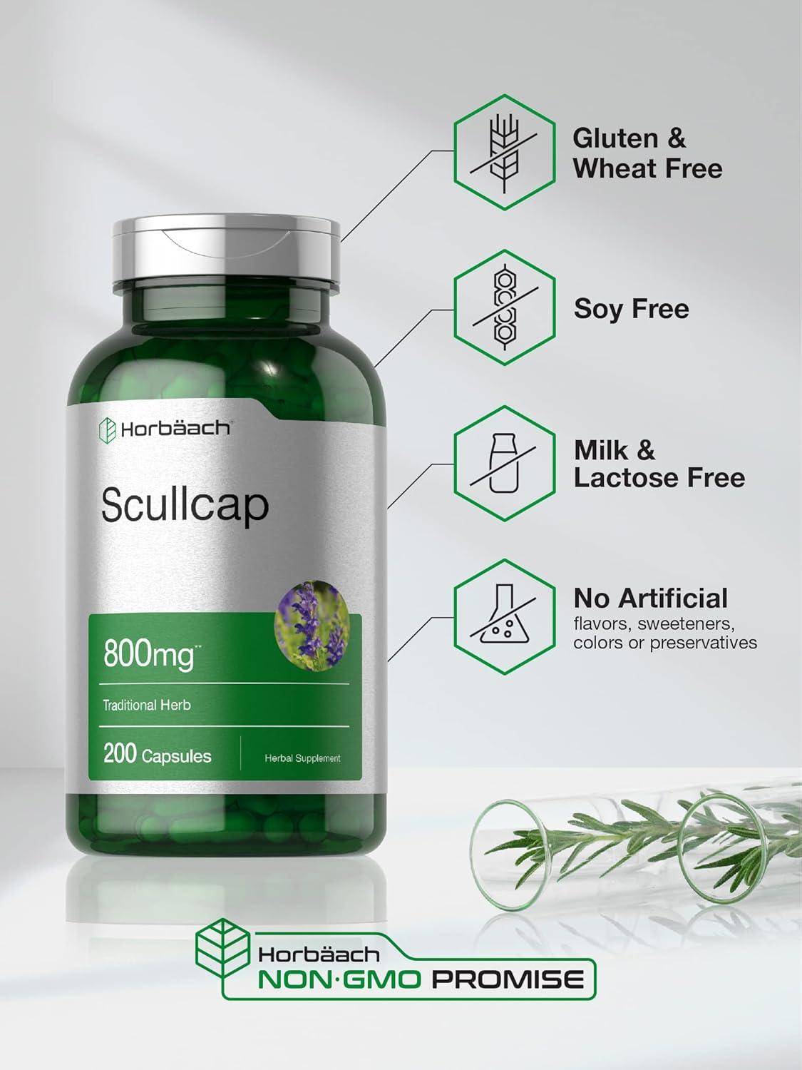 Horb ach Scullcap Capsules | 800 mg | 200 Count | Max Potency Value ...