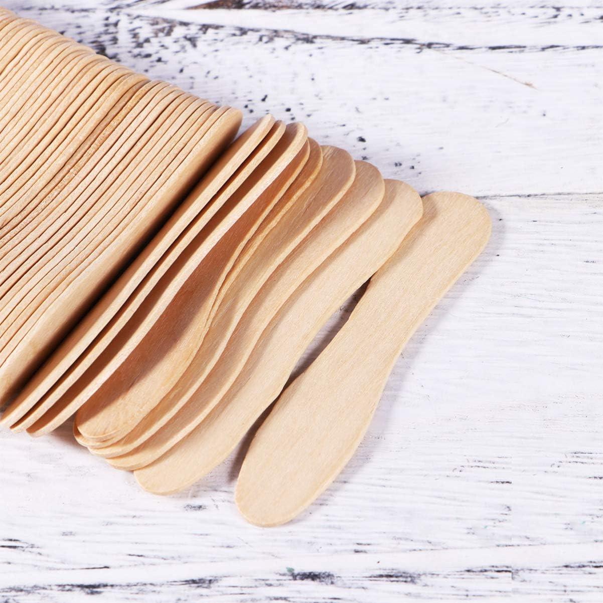 Condiment Spoons 100pcs Wooden Ice Cream Spoons Wood Taster Spoons Popsicle Paddles Spoon Spoons
