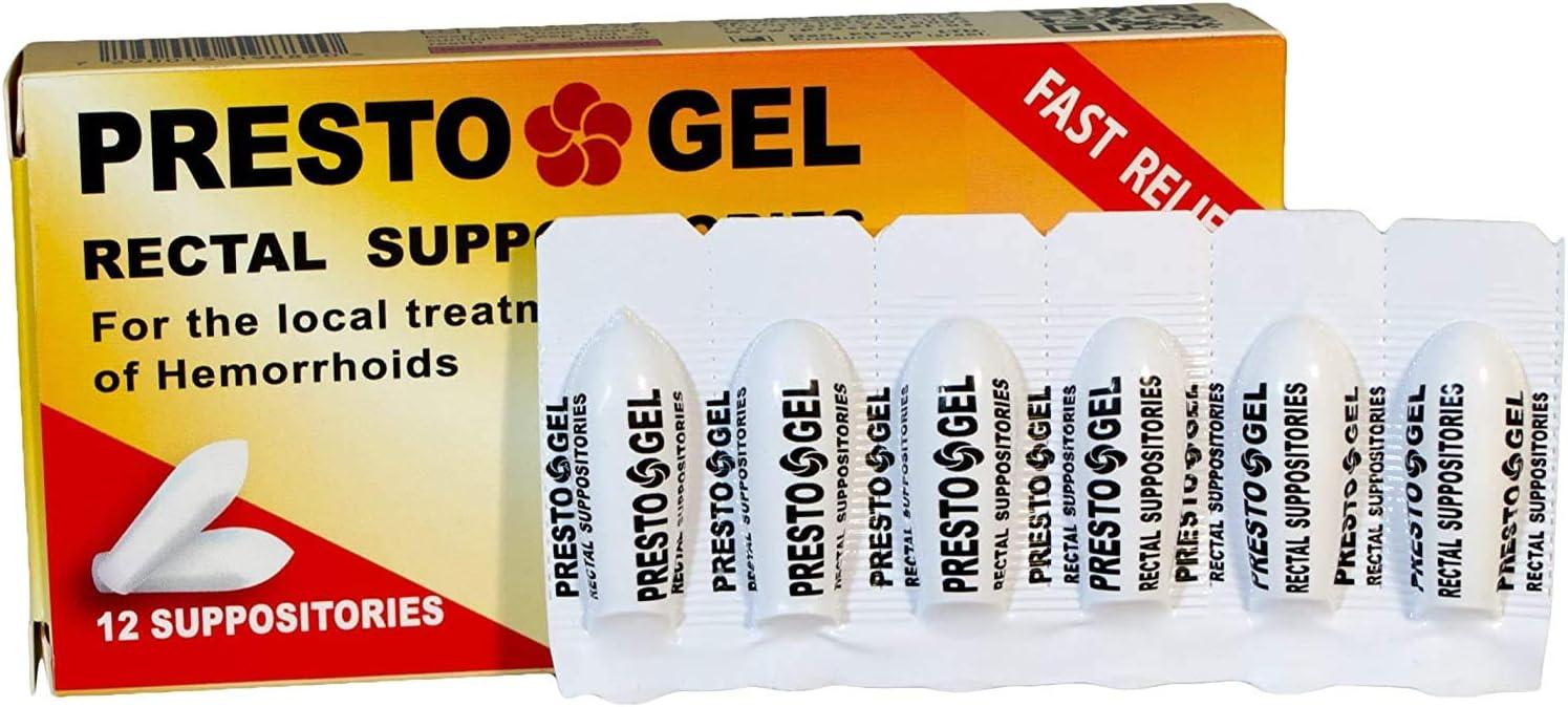 Presto Gel Natural Hemorrhoid Rectal Suppositories - Fast Relief from ...