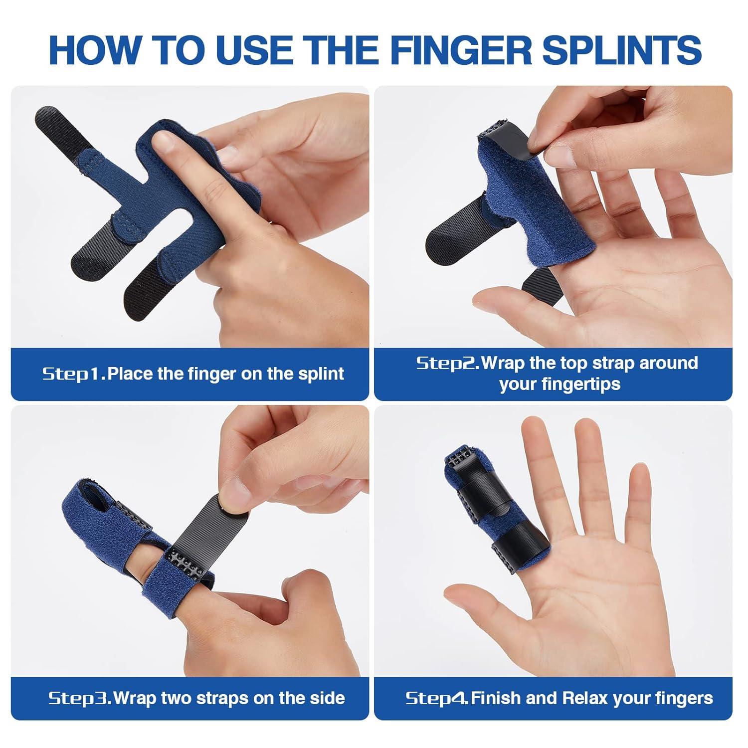 Echify Upgraded Finger Splints - 3Pcs Full Coverage Finger Protector ...
