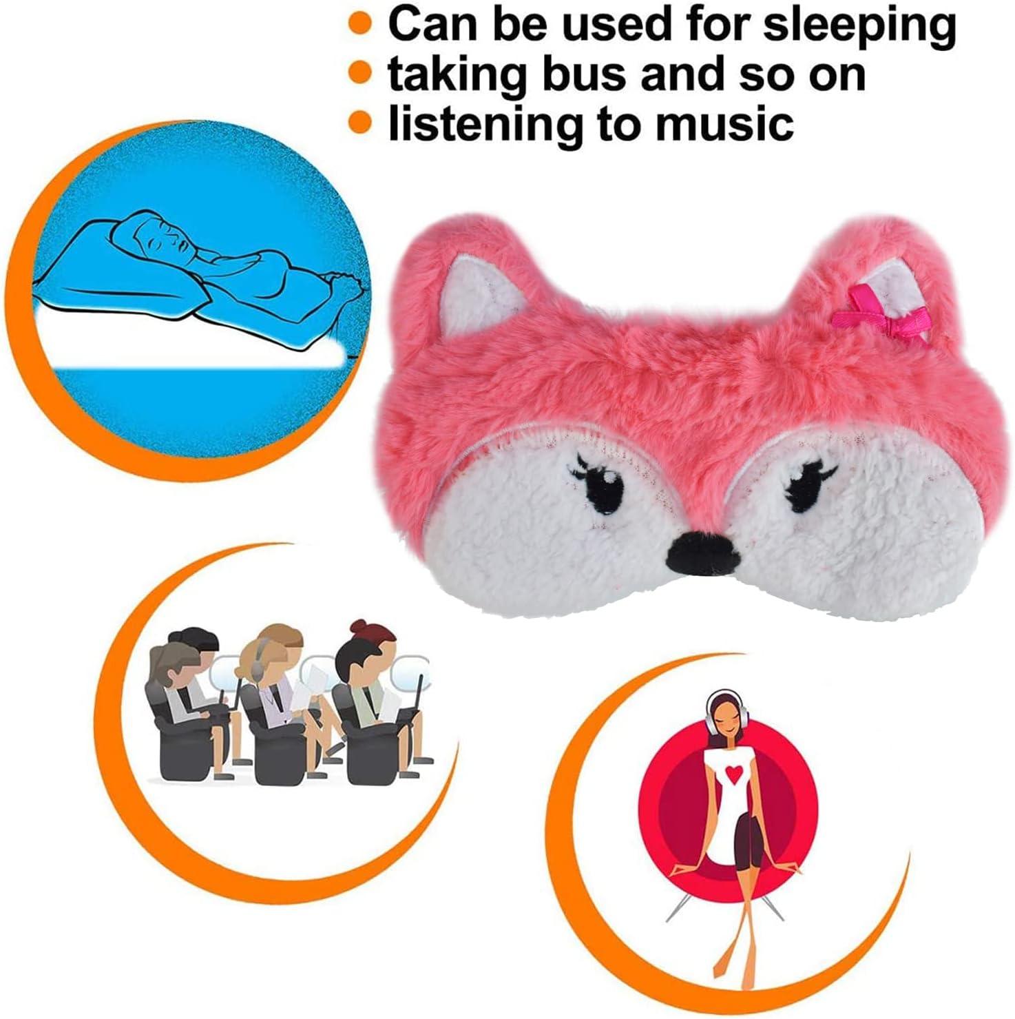 Ulife Mall Cute 3D Pink Fox Kids Eye Mask - Soft Silk Plush Cartoon Eye ...