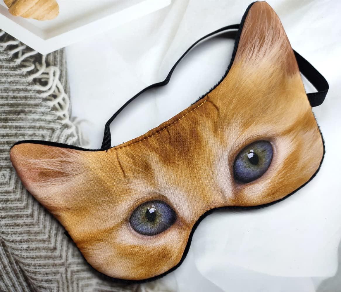 3D Cute Animal Sleep Eye Mask - Soft Plush Cat Blindfold for Kids ...
