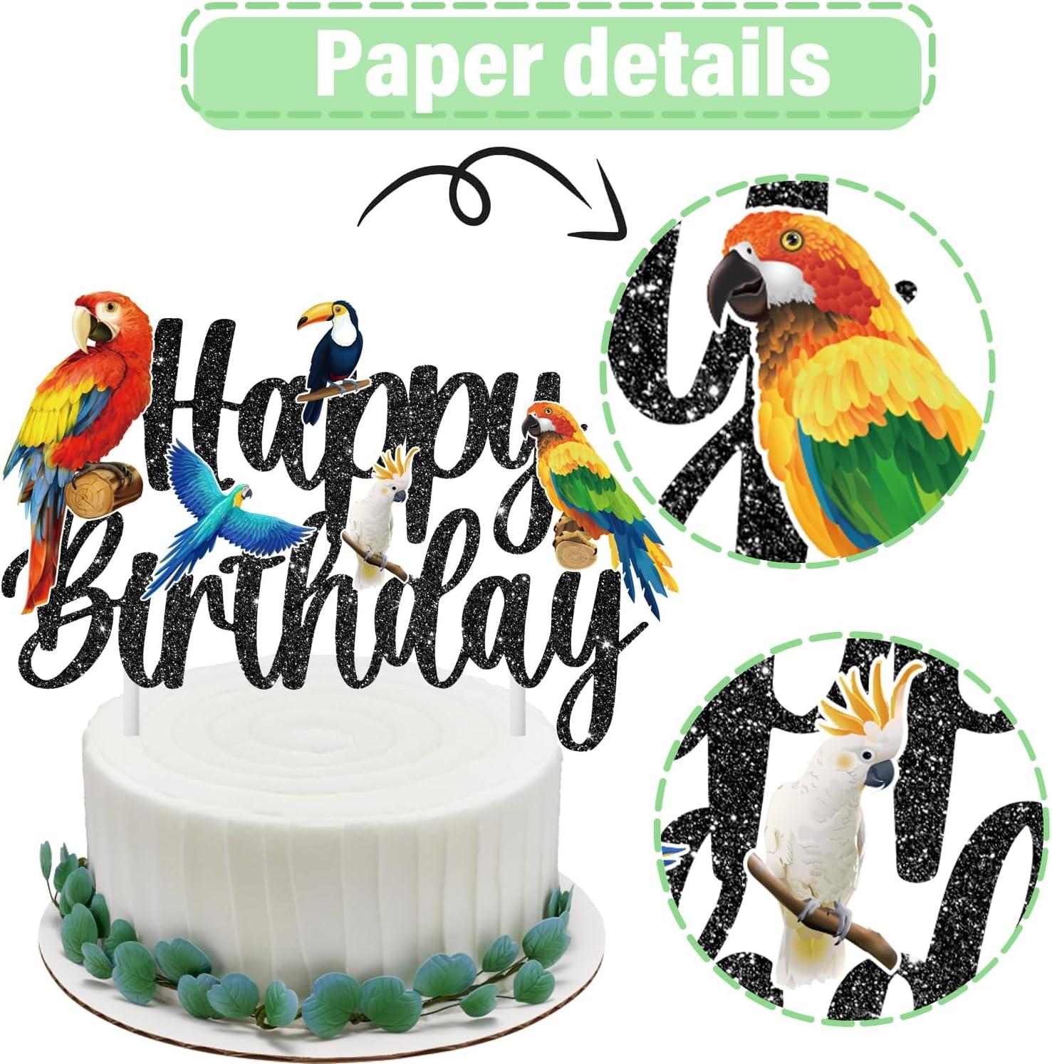 Parrot Birthday Cake Topper Tropical Bird Themed Birthday Decoration ...