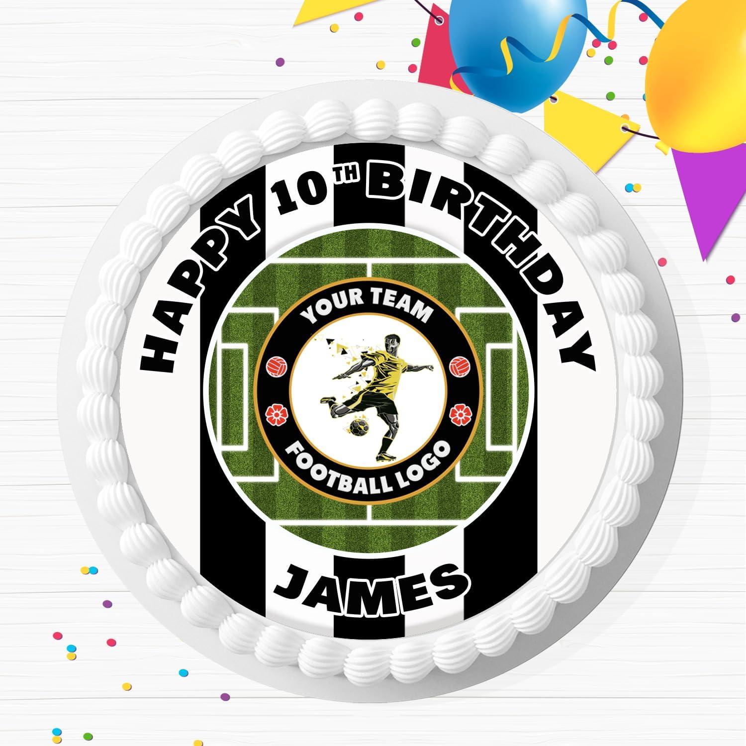 YOUR FOOTBALL TEAM LOGO/COLOUR BIRTHDAY PERSONALISED EDIBLE ICING CAKE ...