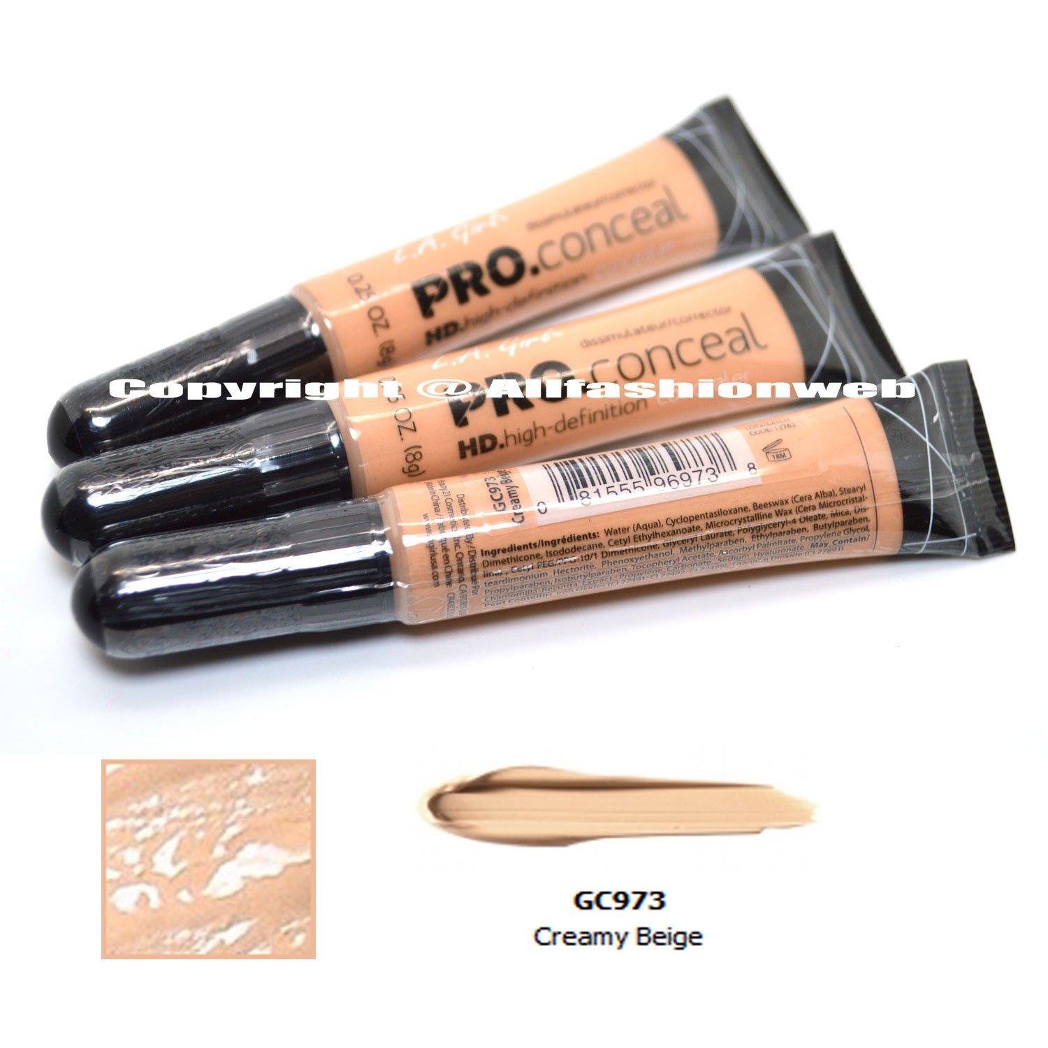 L.A. Girl Pro Concealer GC973 Creamy Beige HD 3-Pack + Free Earring ...