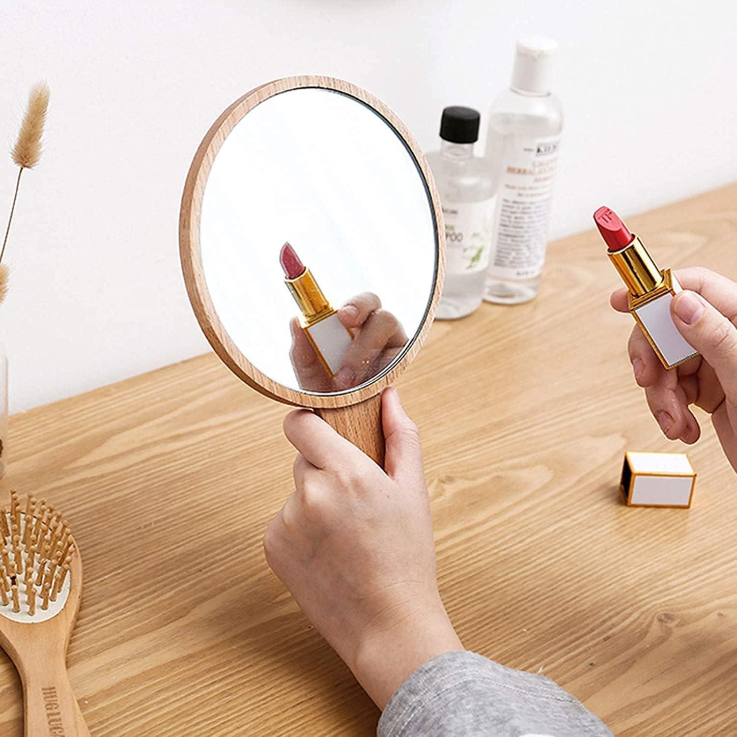 Teepro Handheld Mirror with Wooden Frame - Retro Style Salon ...