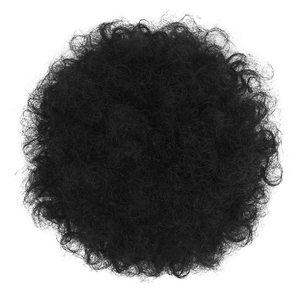 LEEONS 8 Inch Afro Puff Ponytail (Black) - Human Hair Kinky Curly Bun ...