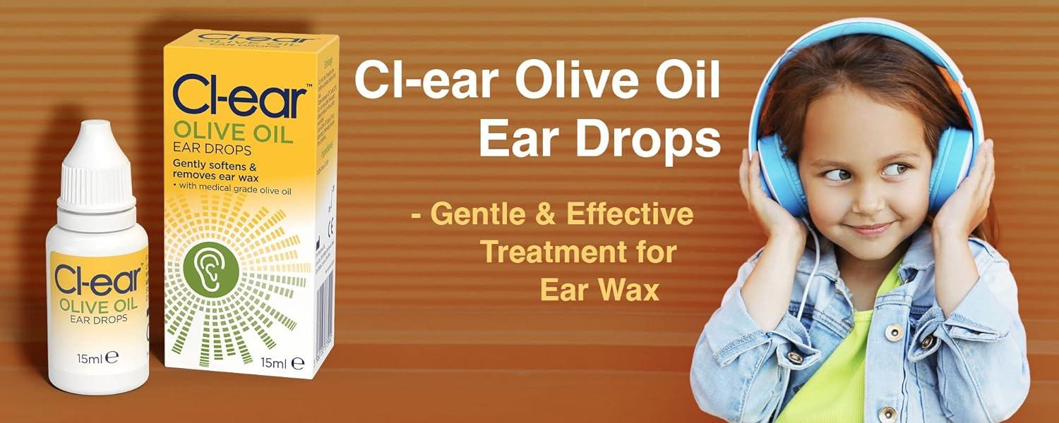 Cl-Ear Olive Oil Ear Drops 15ml - Gentle Ear Wax Removal Solution with ...