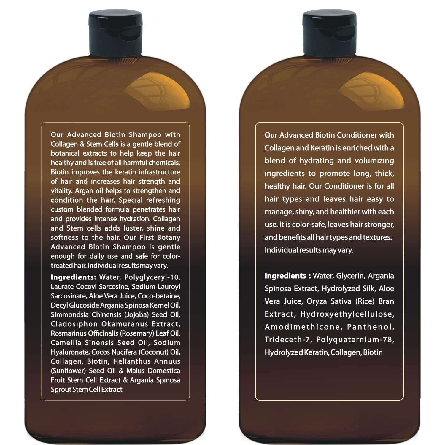 Biotin Hair Growth Shampoo & Conditioner Set - Collagen & Stem Cell ...