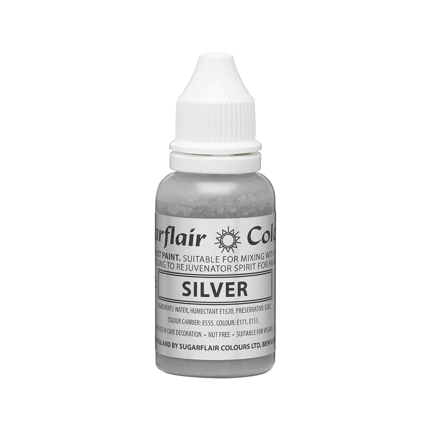 Sugarflair Silver Liquid Food Colouring 14ml - Perfect for Painting and ...