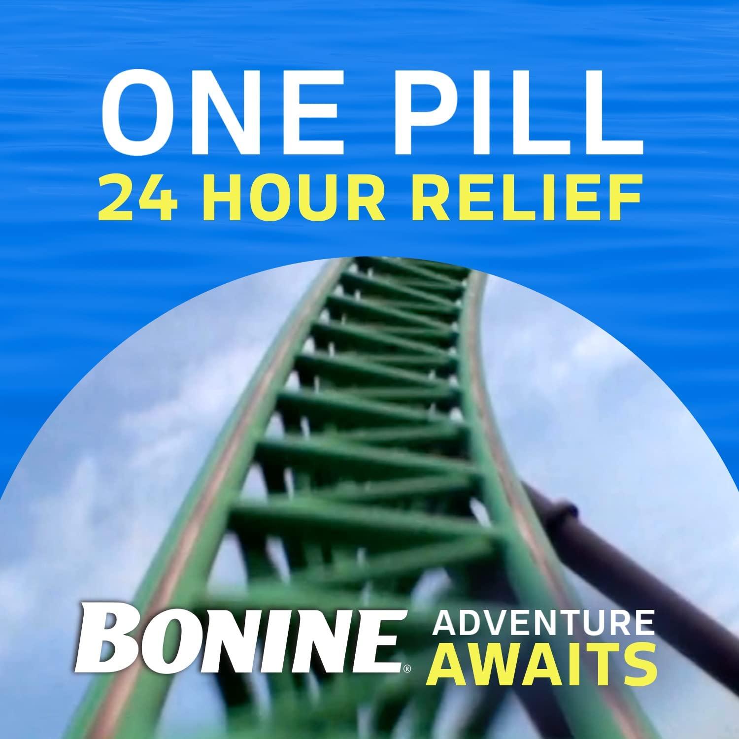 Bonine Motion Sickness Relief Tablets - 25mg Meclizine - Non-Drowsy ...