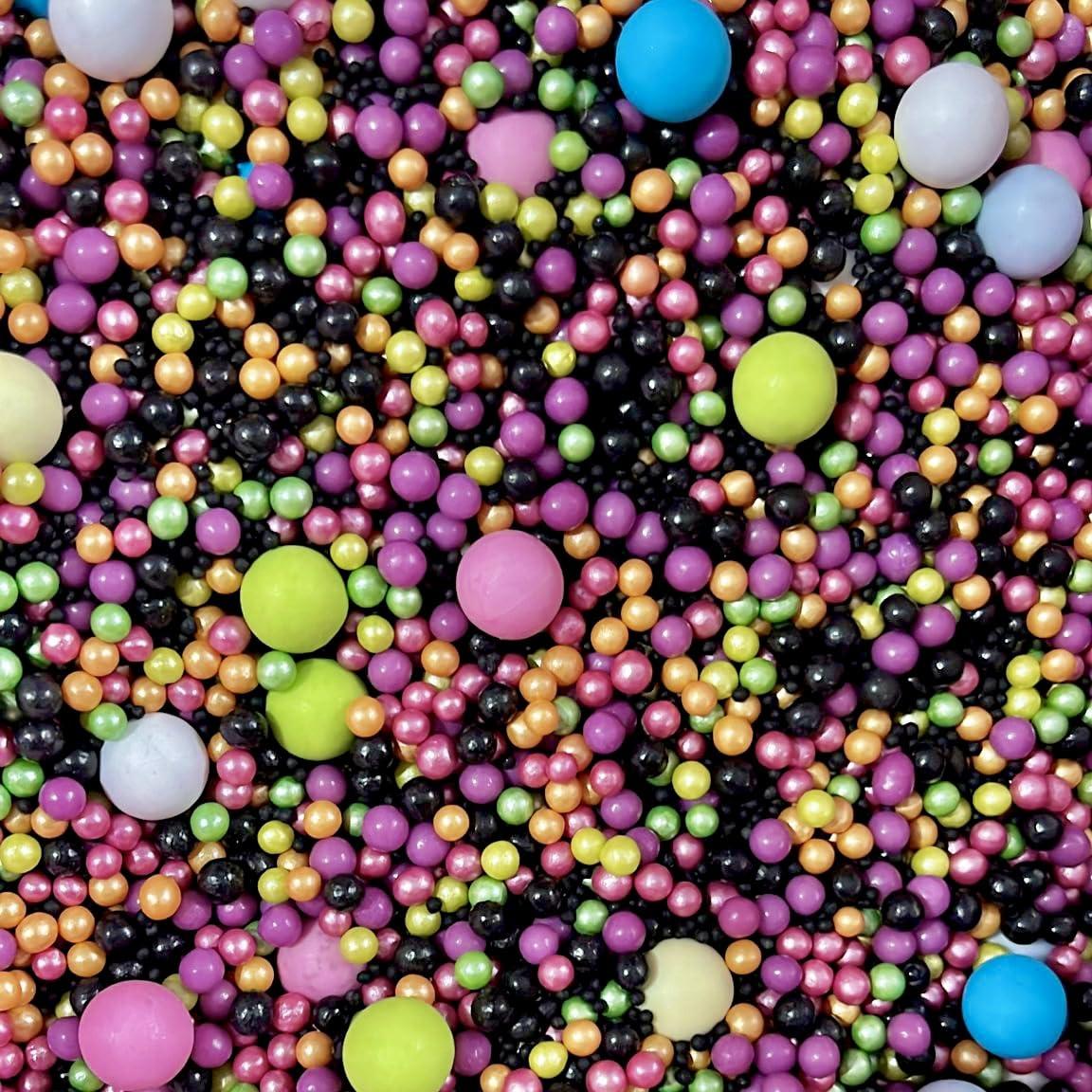Black rainbow sprinkles multi coloured chocolate balls for cupcakes ...