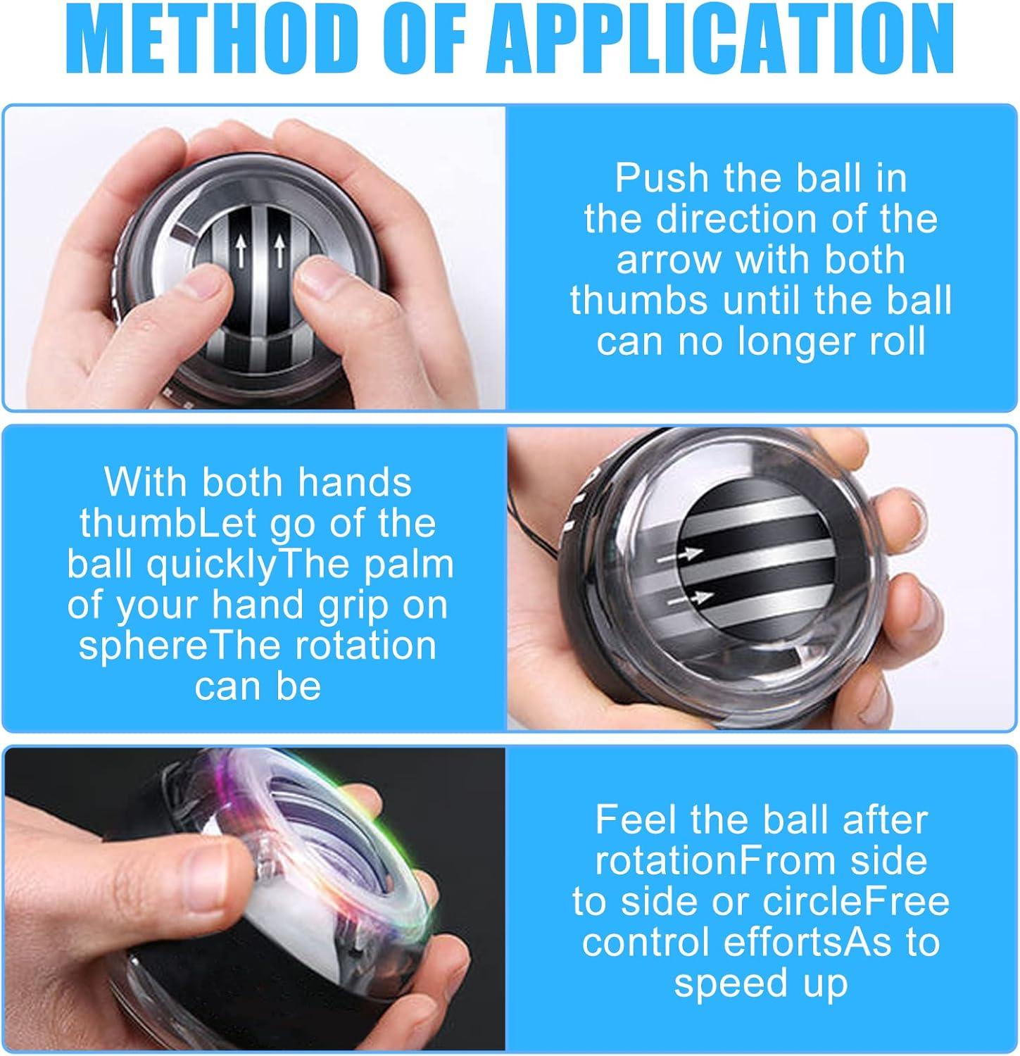 Homury Gyroscopic Hand Trainer with LED Light | Autostart Gyroball for ...