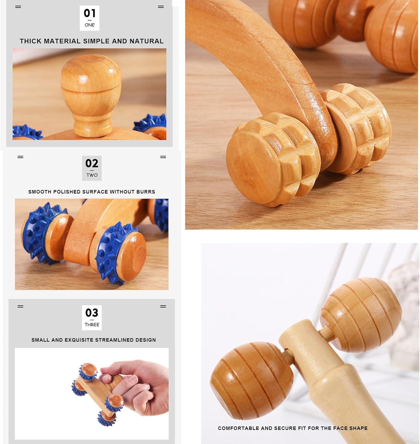 Premium Wood Massage Tool Set - Yiyifor 5-Piece Roller & Gua Sha for ...