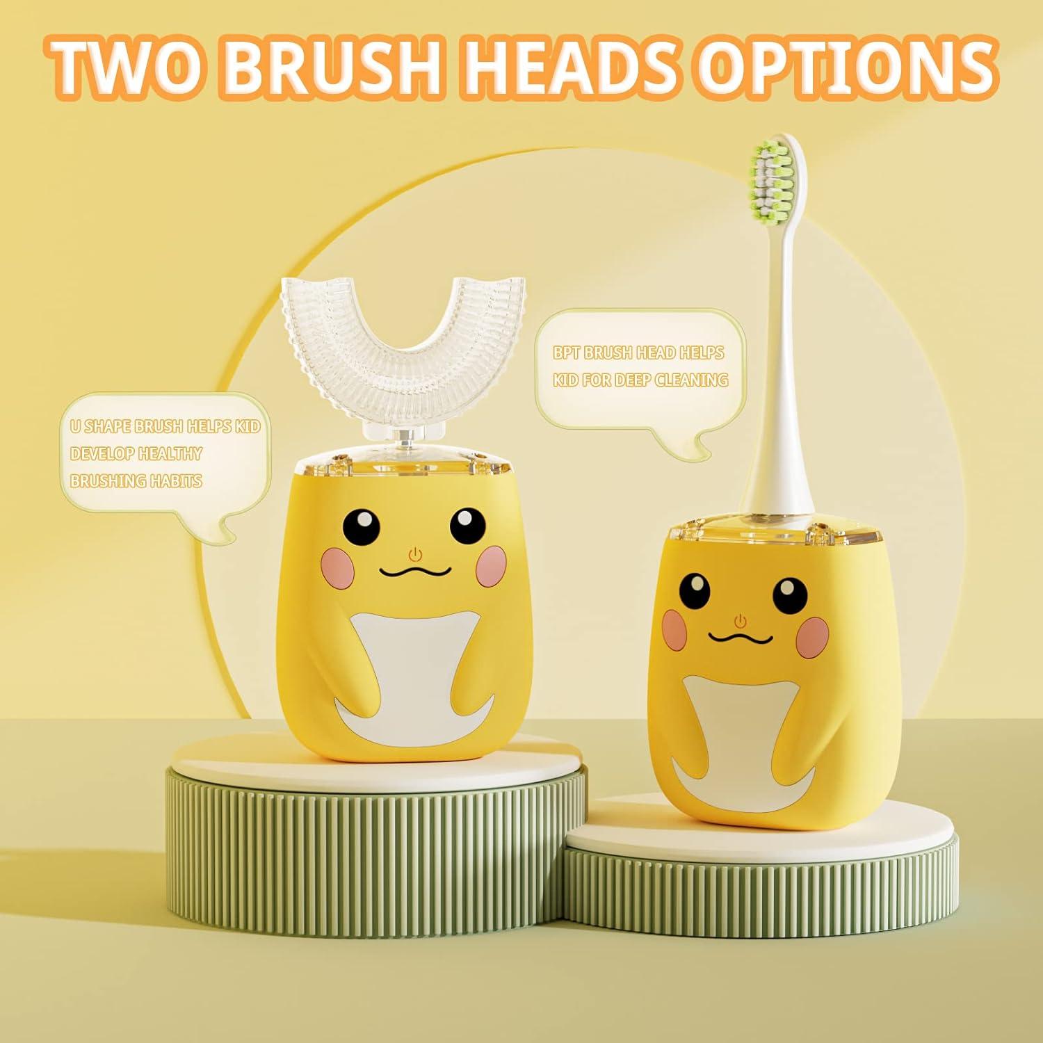 ELOTAME Kids U-Shaped Electric Toothbrush with 4 Cartoon Heads | Sonic ...