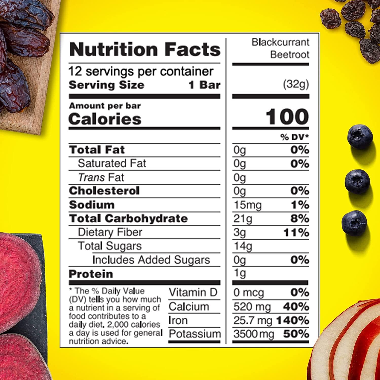 Nature's Juice Bar Blackcurrant Beetroot Fruit Bars - Emergency Meal Replacement for Survival ...