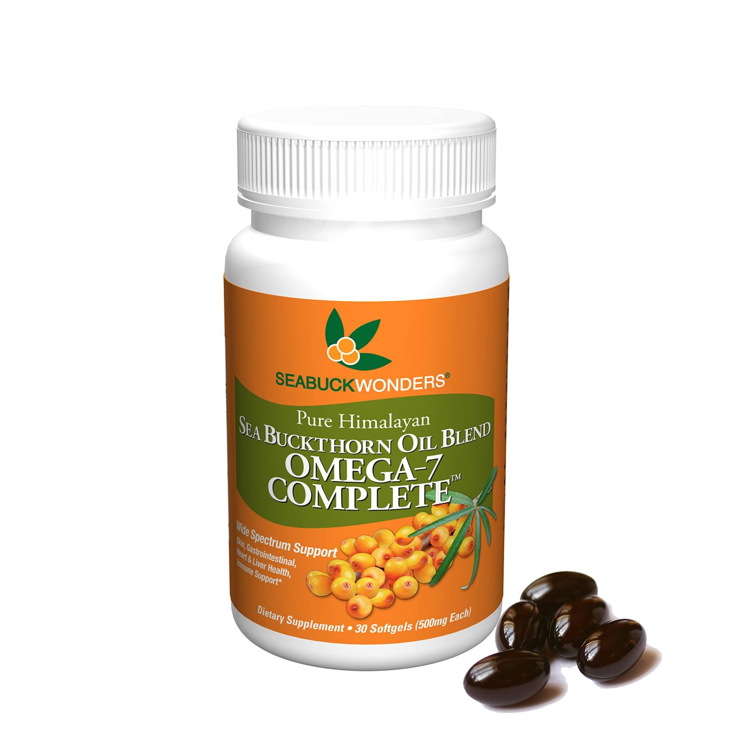 Organic Sea Buckthorn Oil Softgels - SeabuckWonders Omega-7 Complete ...