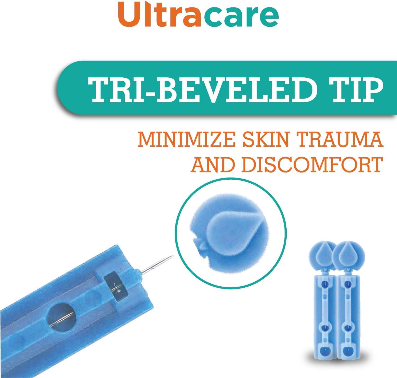 Ultracare 30 Gauge Disposable Blood Lancets - 100 Count | Fits All ...