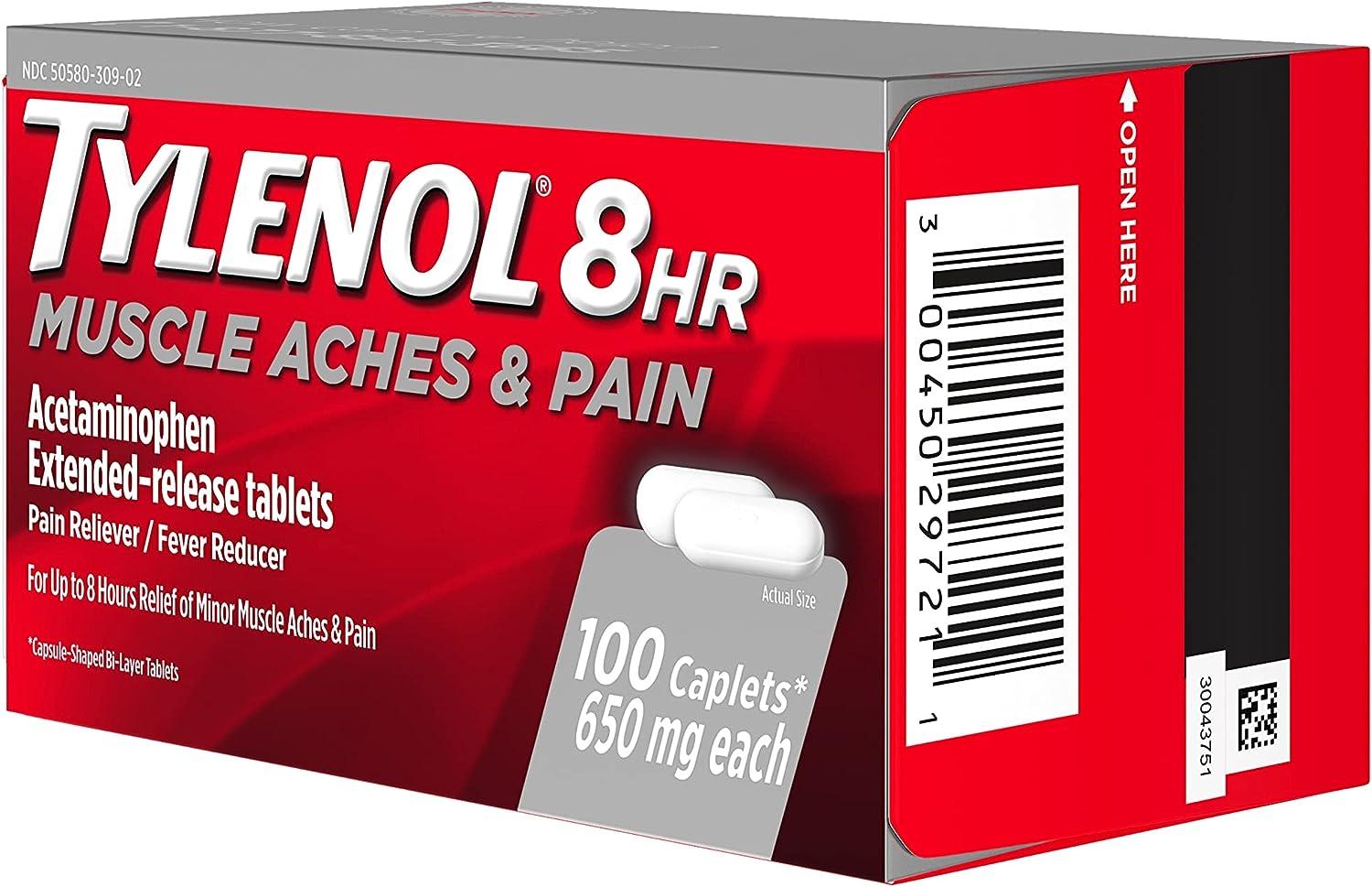 Tylenol 8 Hour Muscle Aches & Pain Relief Tablets - 100 Count | Buy Now ...