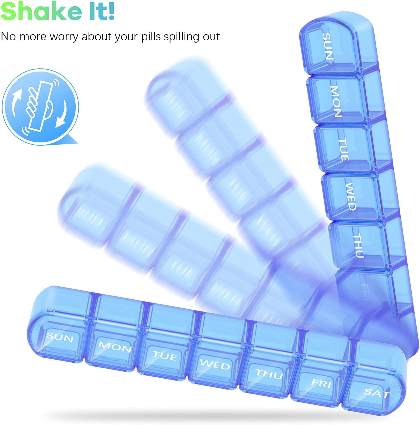 Extra Large Pill Organizer 2 Pack, XL Pill Box 7 Day, Weekly Pill Case ...