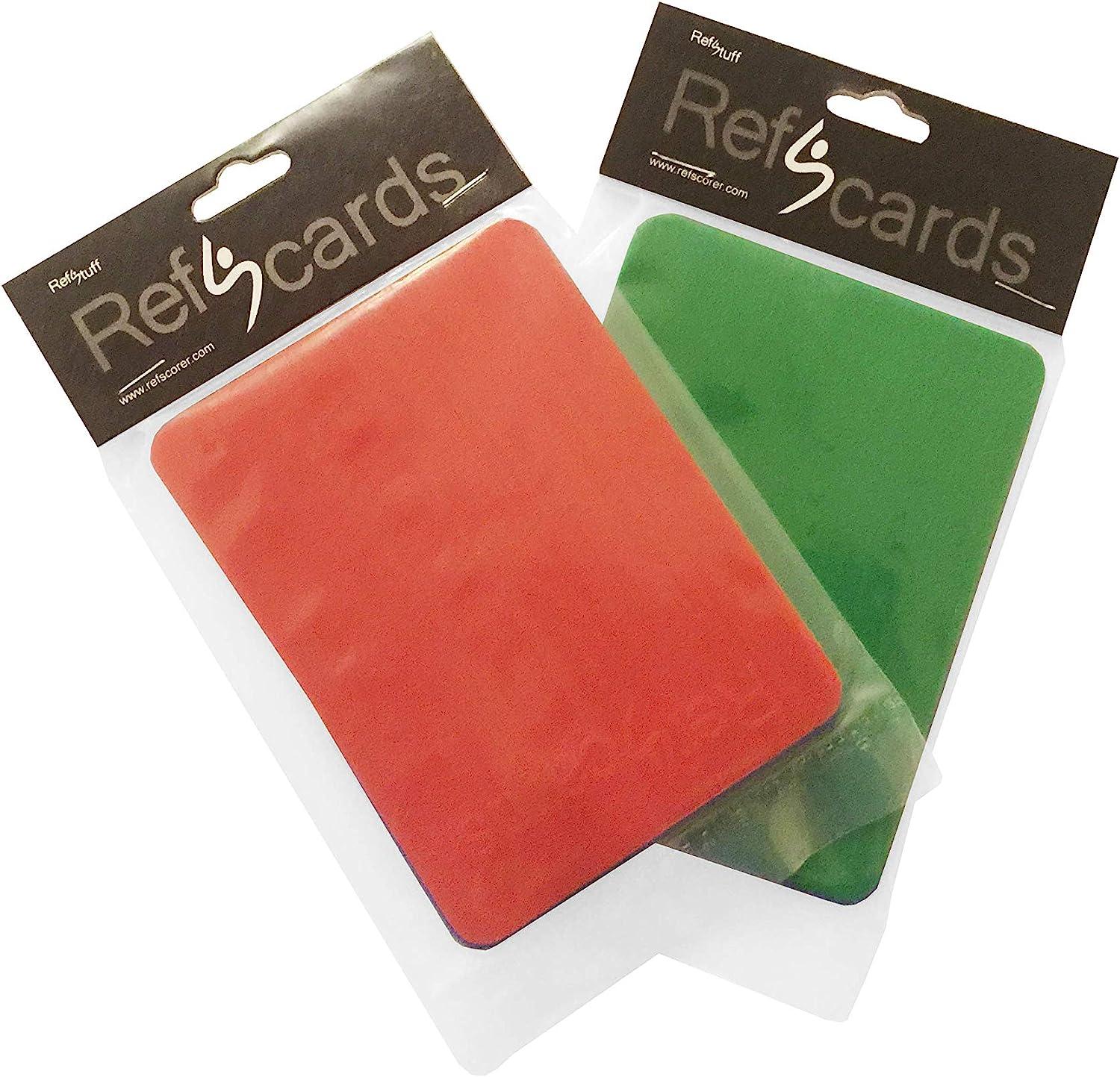 RefStuff RefScards Soccer Referee Red and Yellow Cards - Pack of 4 with Blue & Green - Caution ...