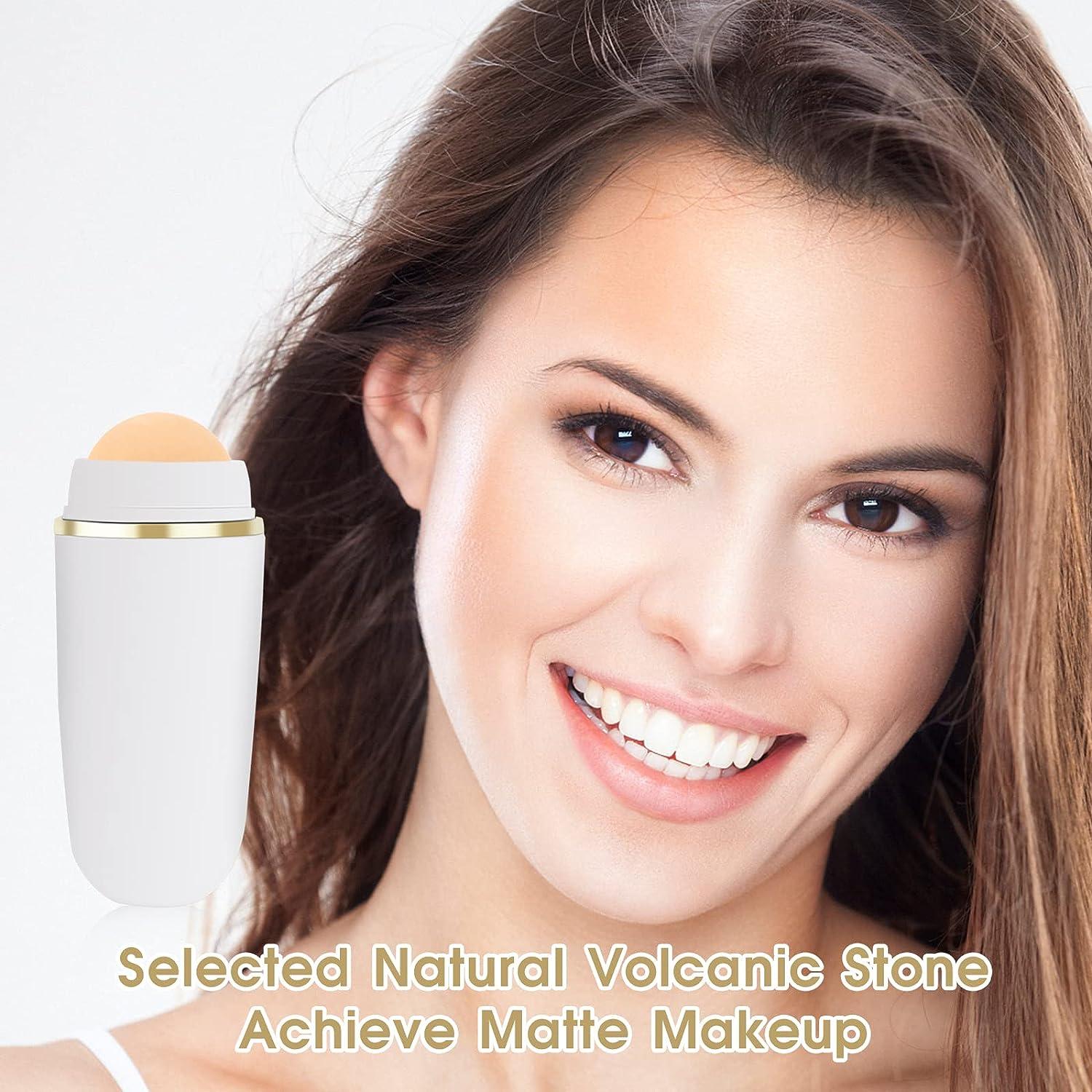 Portable Oil Control Roller with Volcanic Ball and Cleaning Sponge ...