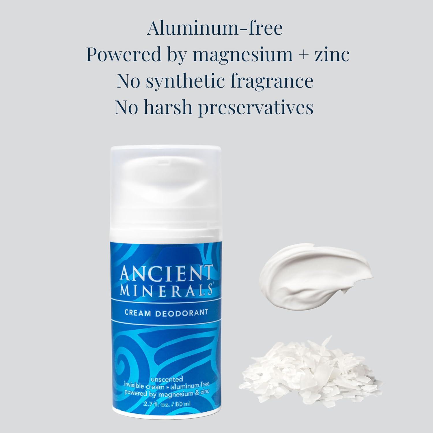 Ancient Minerals Cream Deodorant UNSCENTED - Natural non-toxic aluminum ...