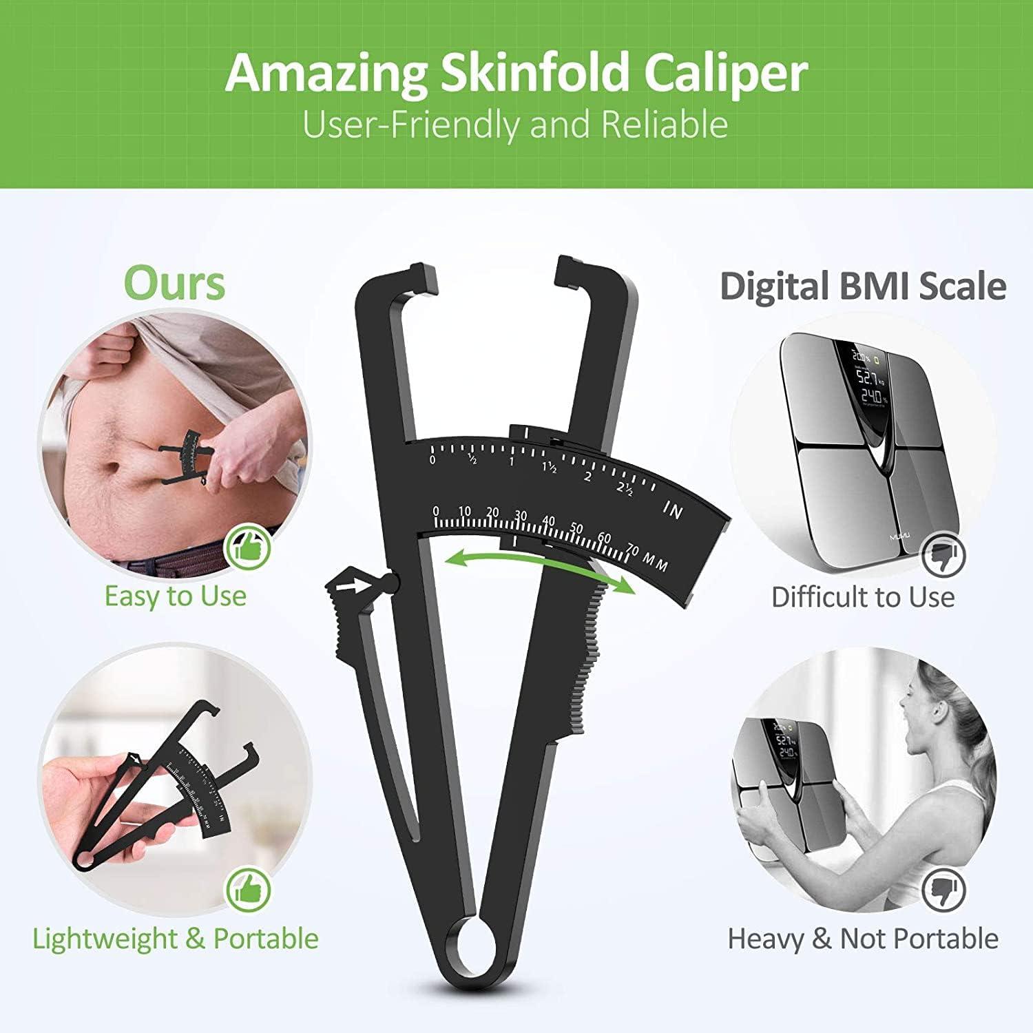 Body Fat Calipers Fat Measure Clipper Combo with Body Fat Percentage ...
