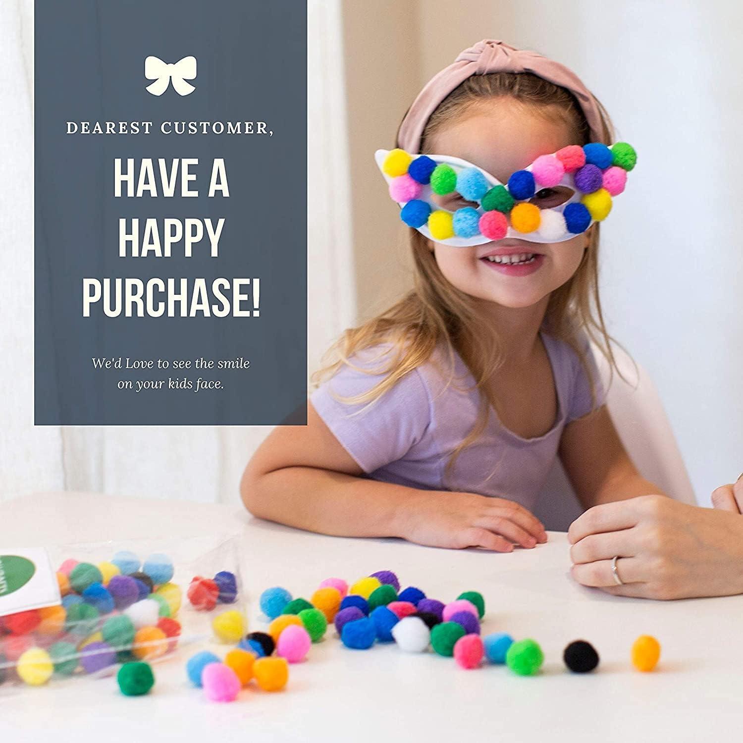 WAU Craft Pom Pom Balls - 100pcs 1.5 inch Multicolored Large Pompoms ...