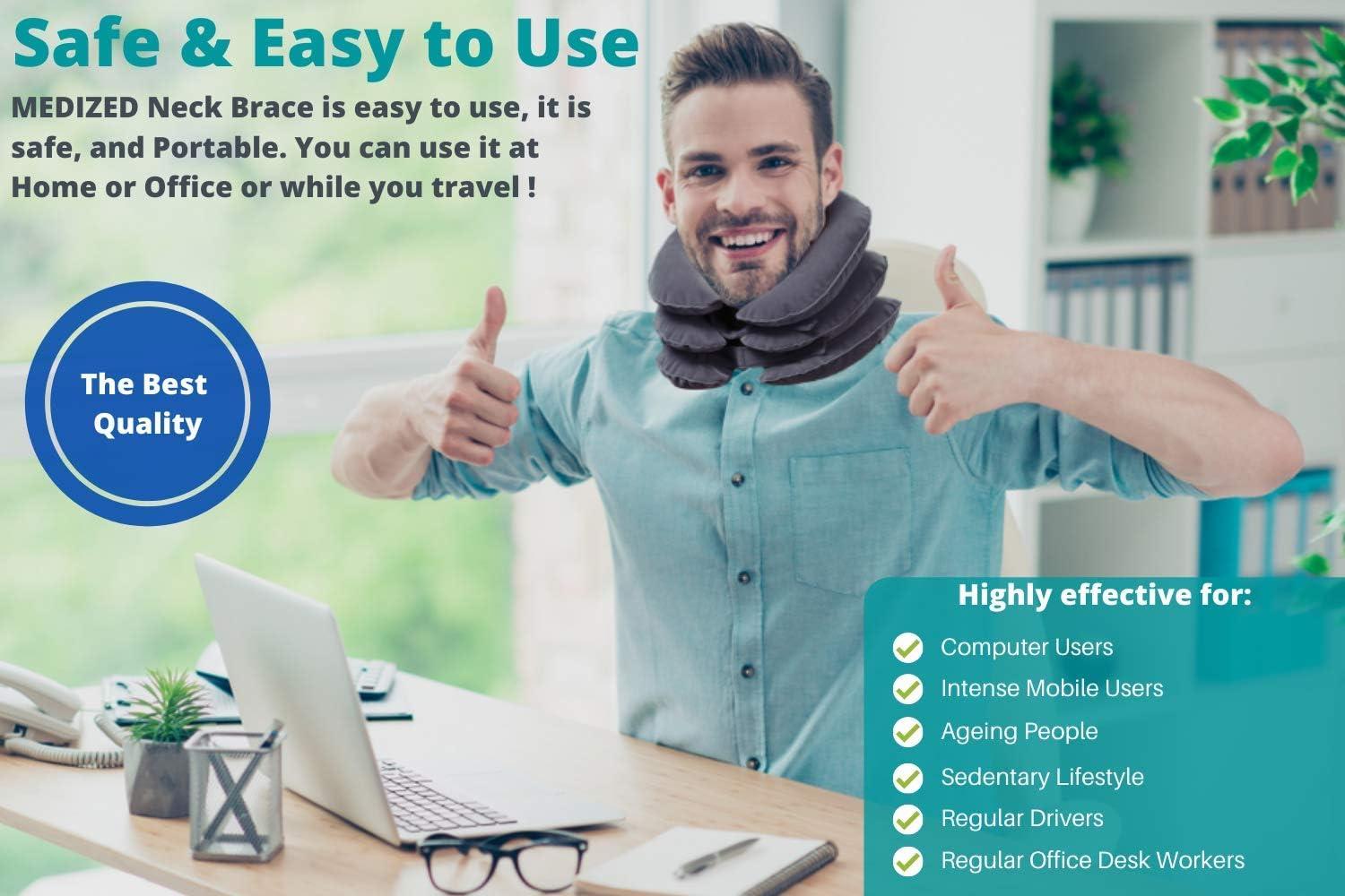 Medized Inflatable Cervical Neck Traction Device - Adjustable Gray ...