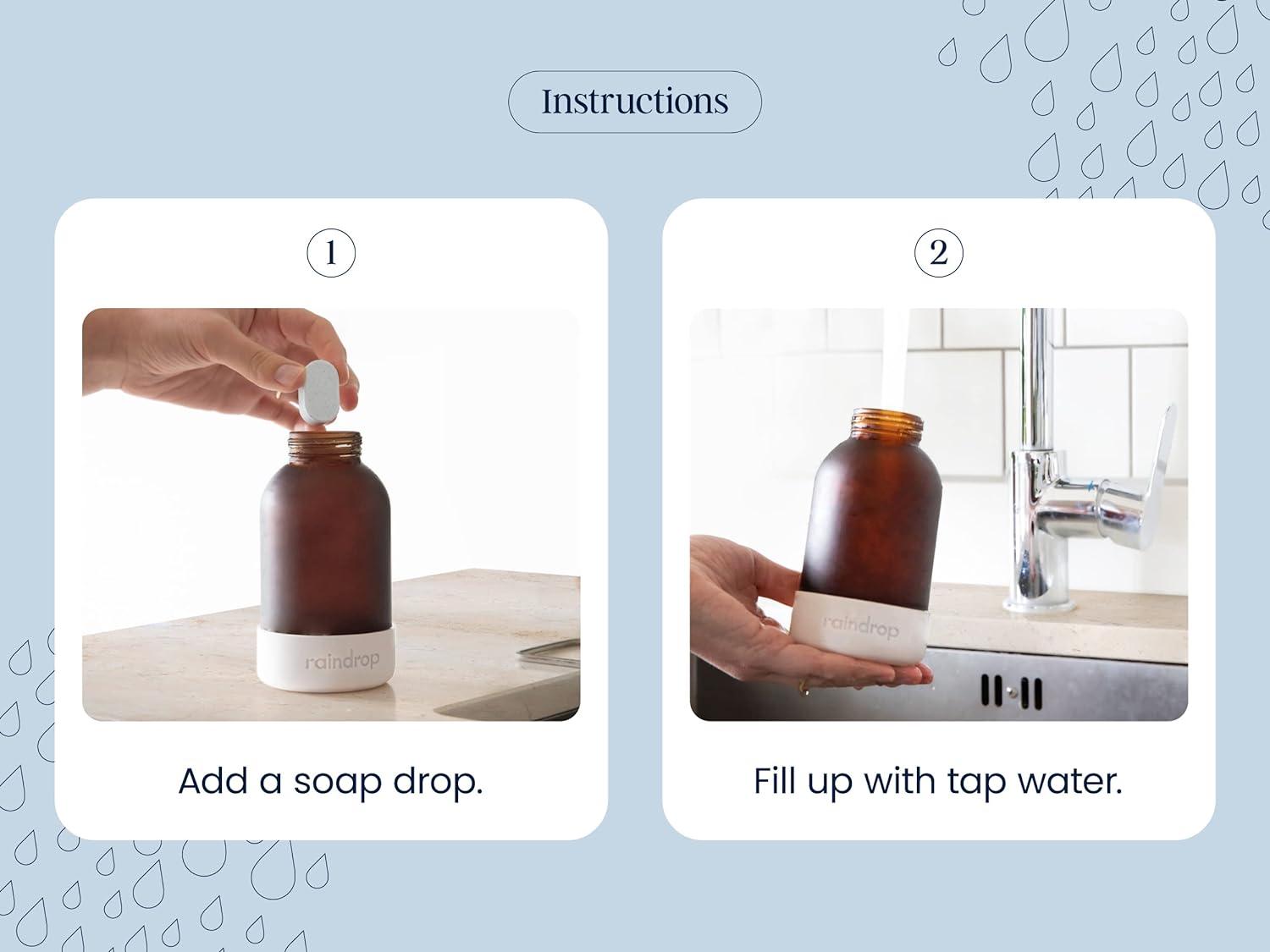 Raindrop Sustainable Hand Soap Refills - 4x Plastic-Free Foaming Lychee ...