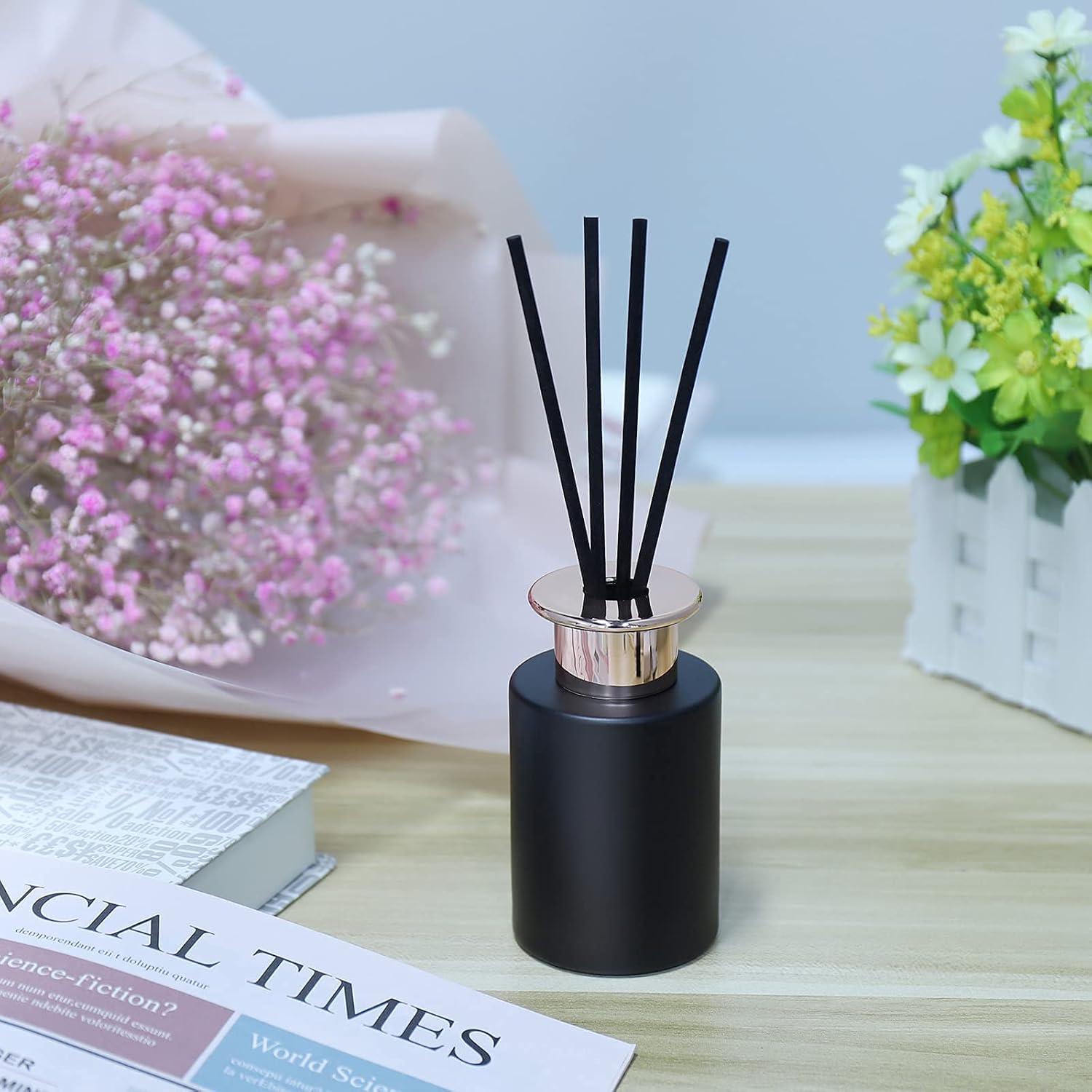 Jizzu Glass Diffuser Bottles - 4PC 100ml Black Reed Diffuser Set with ...