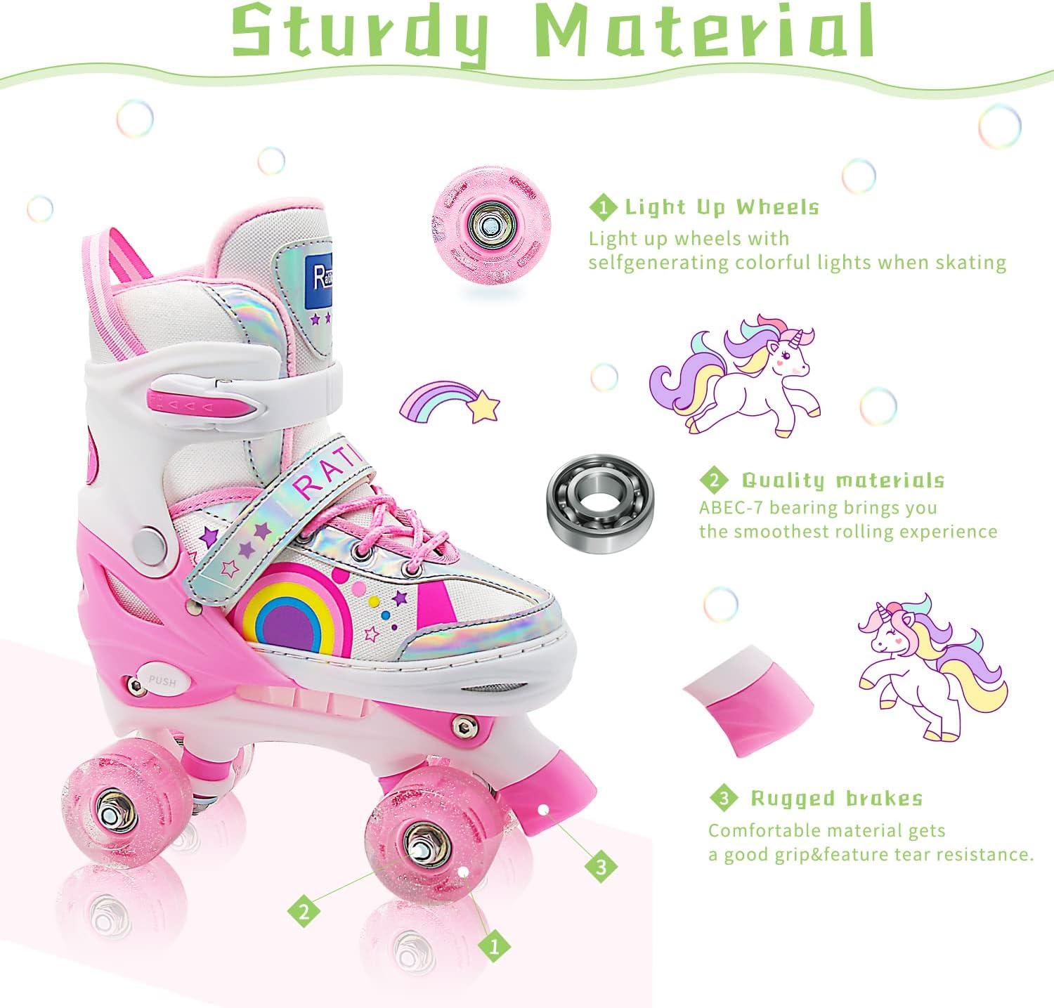 RATIKY Kids Roller Skates | Adjustable for Boys Ages 6-12 | 8 Light Up ...