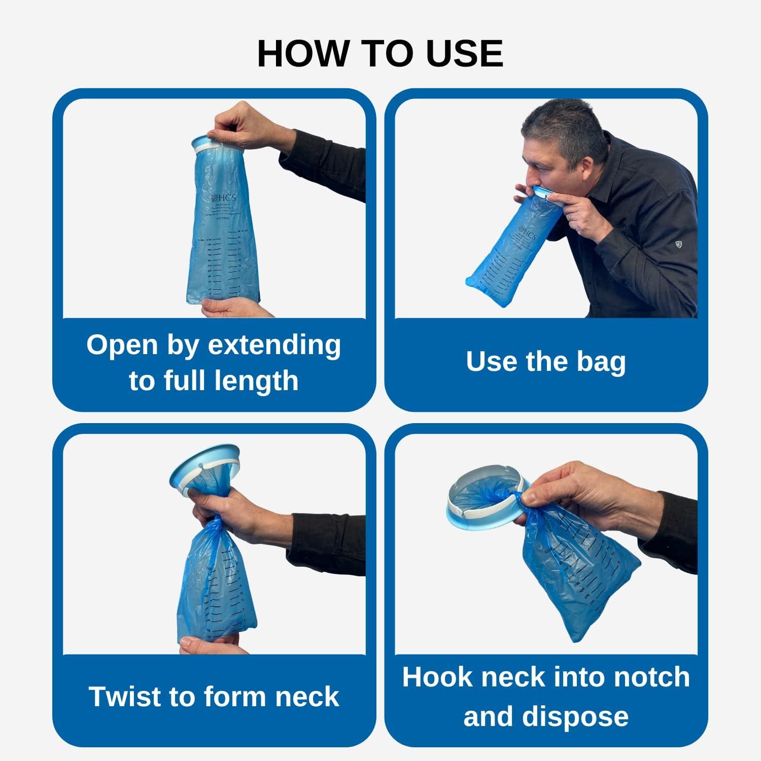 HCS Disposable Vomit Bags - 24 Blue Emesis Bags, Medical Grade - 40 FL ...